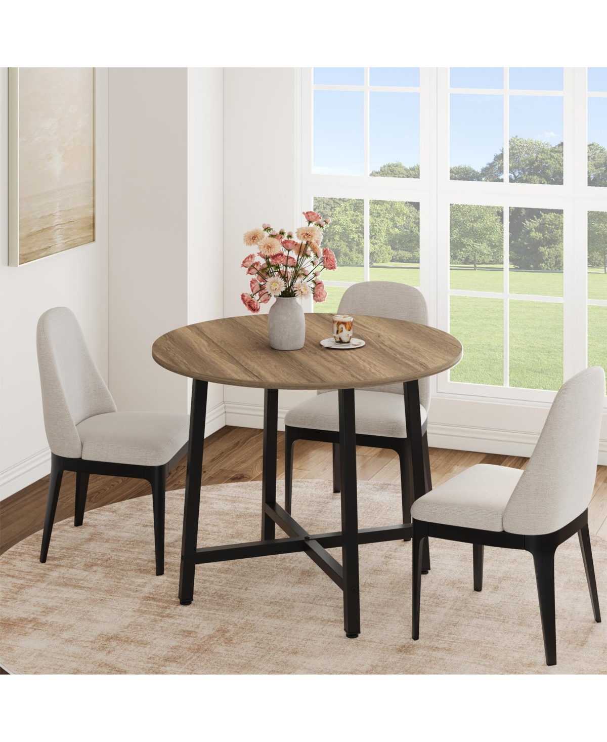 Click here for homfan Round Dining Table for 2-4  Wood-Grain Circ... prices