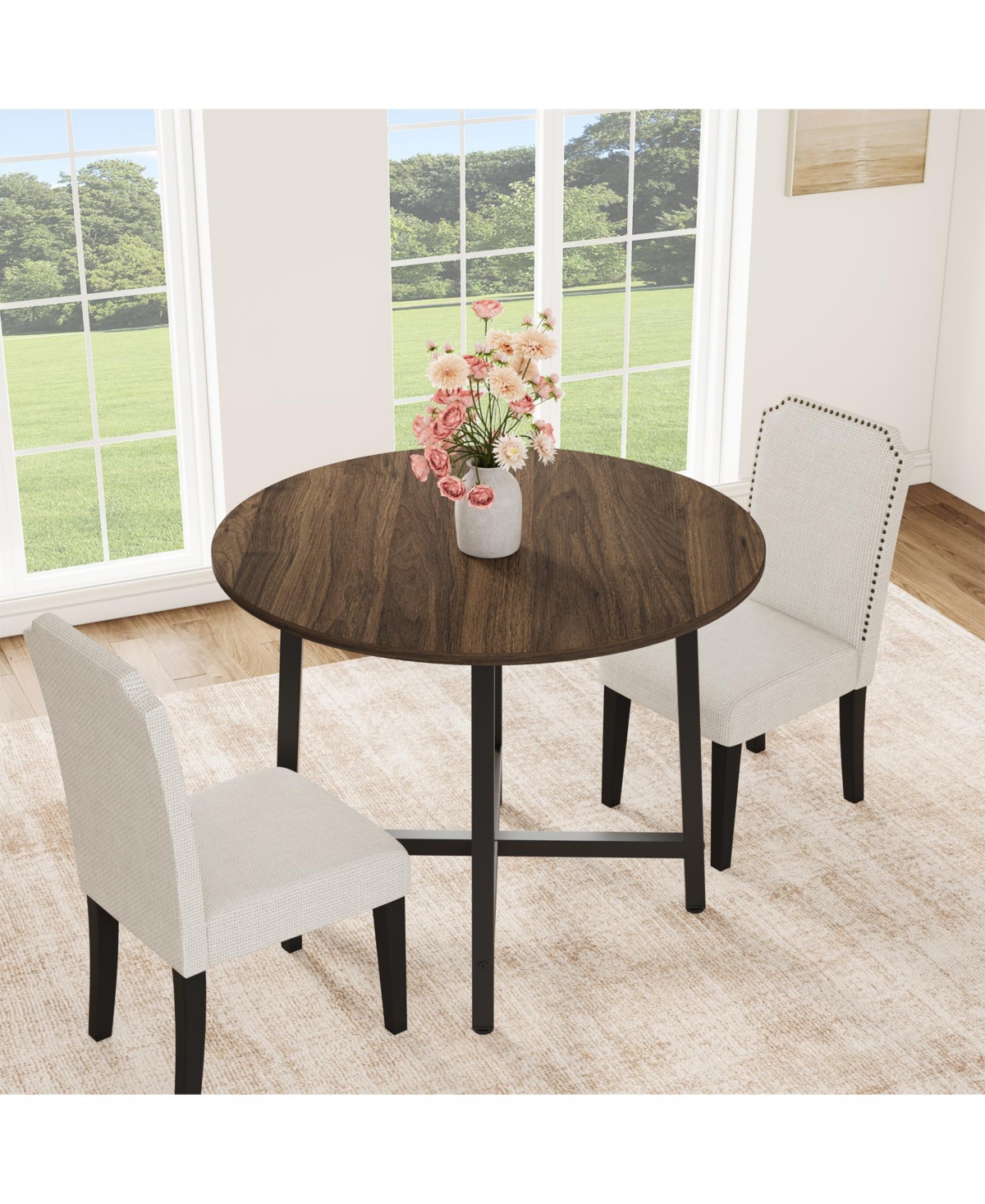 Click here for homfan Round Dining Table for 2-4  Wood-Grain Circ... prices