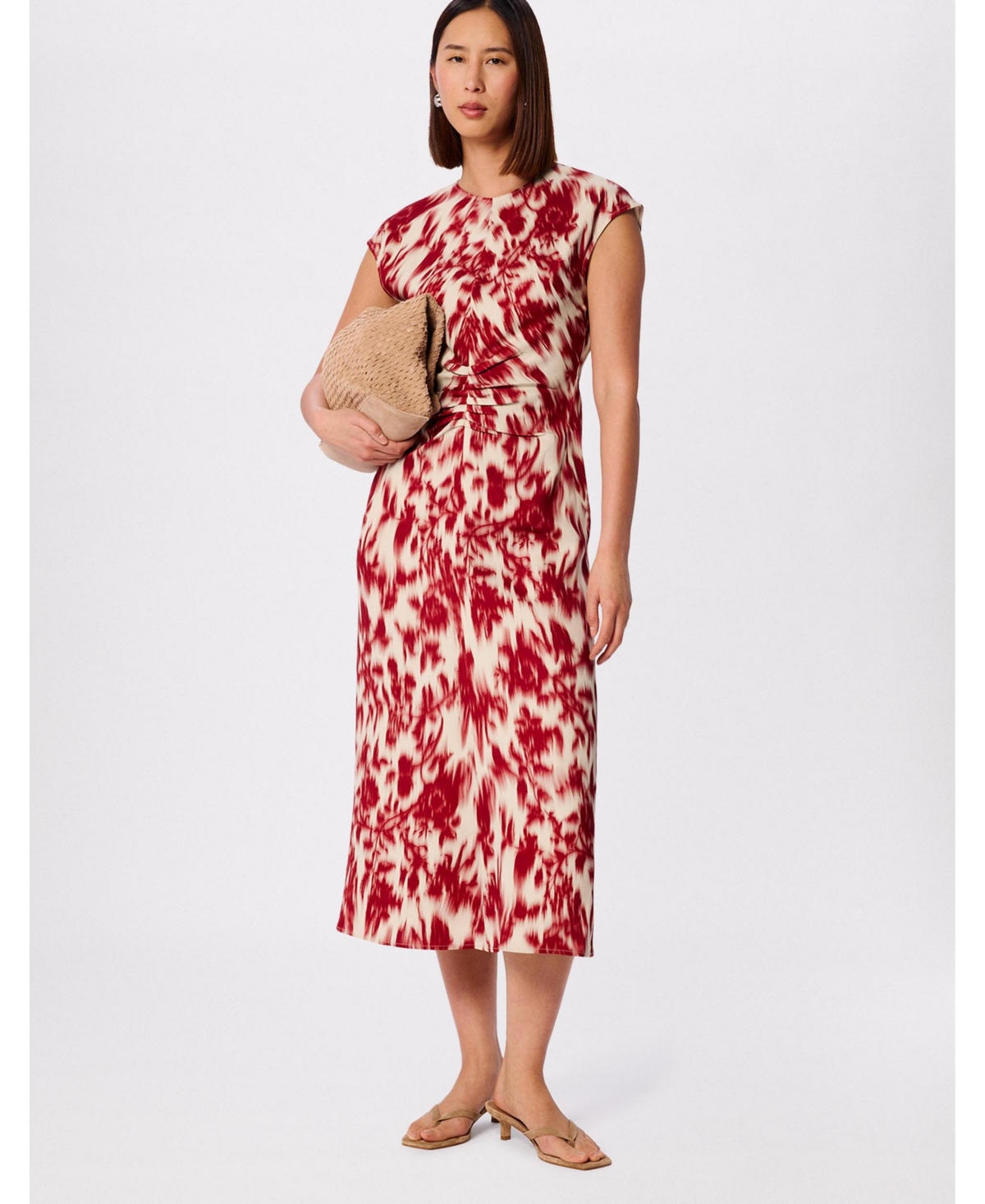 Click here for Whistles Womens Floral Asymmetric Dress - Red/mult... prices