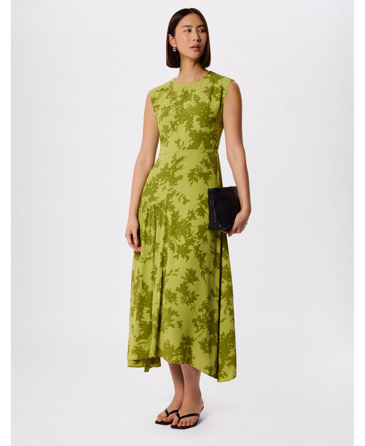 Click here for Whistles Womens Floral Asymmetric Dress - Grn/mult... prices