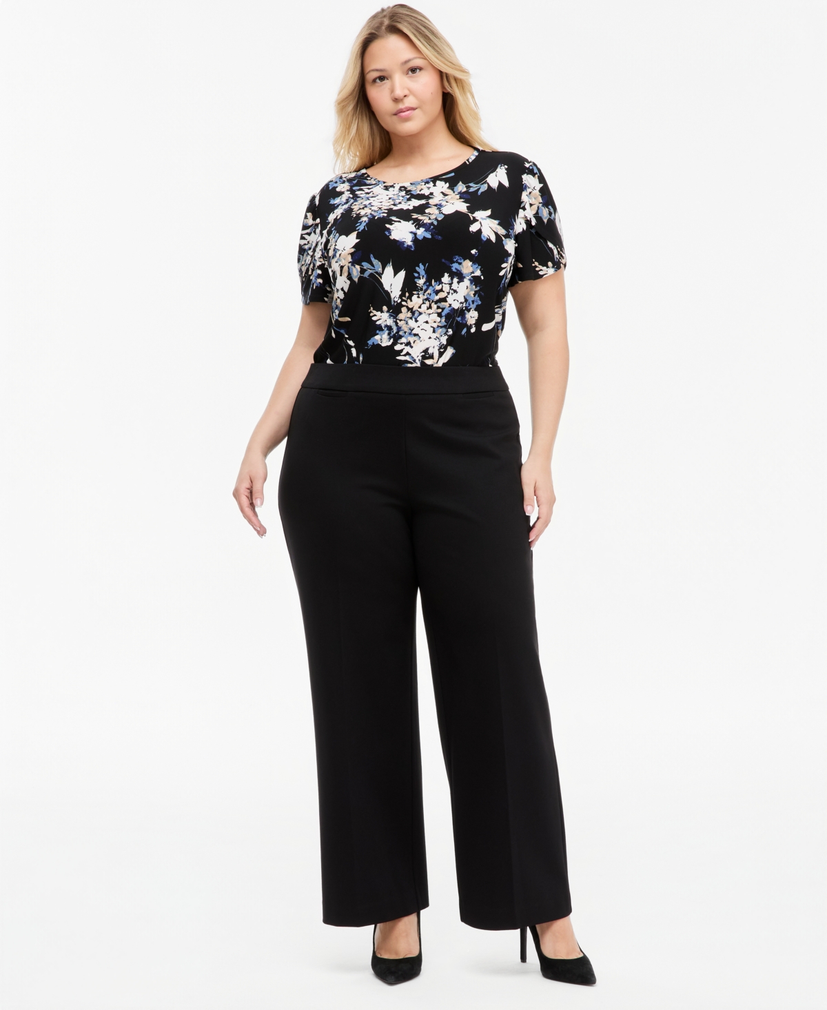 Click here for Anne Klein Essentials Plus Size Pull-On Wide-Leg P... prices