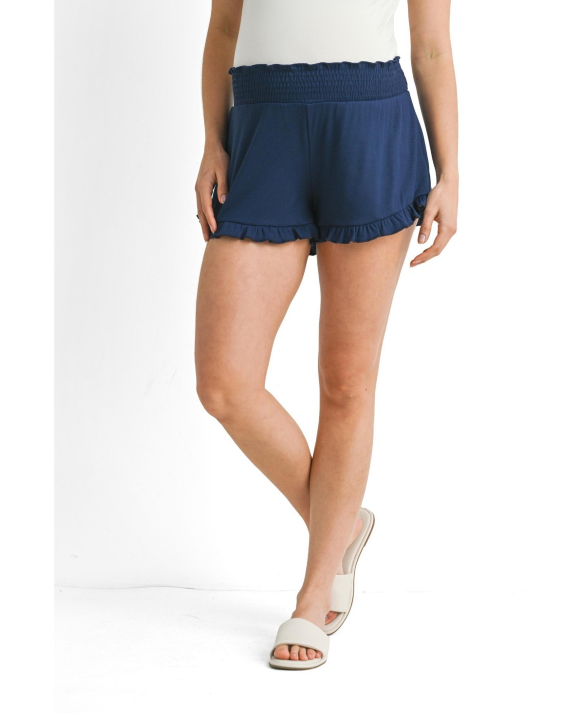 Click here for Hello Miz Maternity Smocked Ruffle Lounge Shorts -... prices