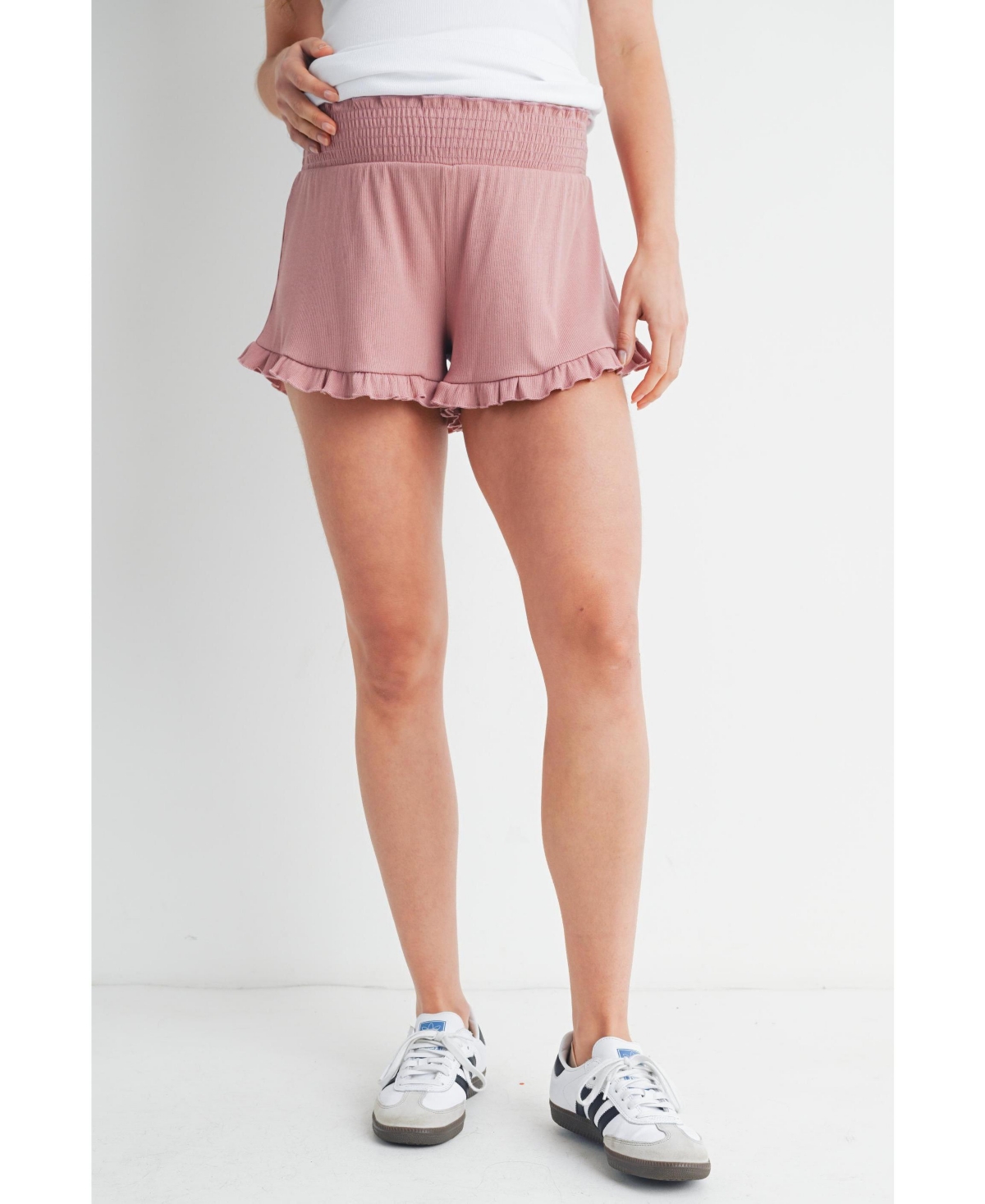 Click here for Hello Miz Maternity Smocked Ruffle Lounge Shorts -... prices