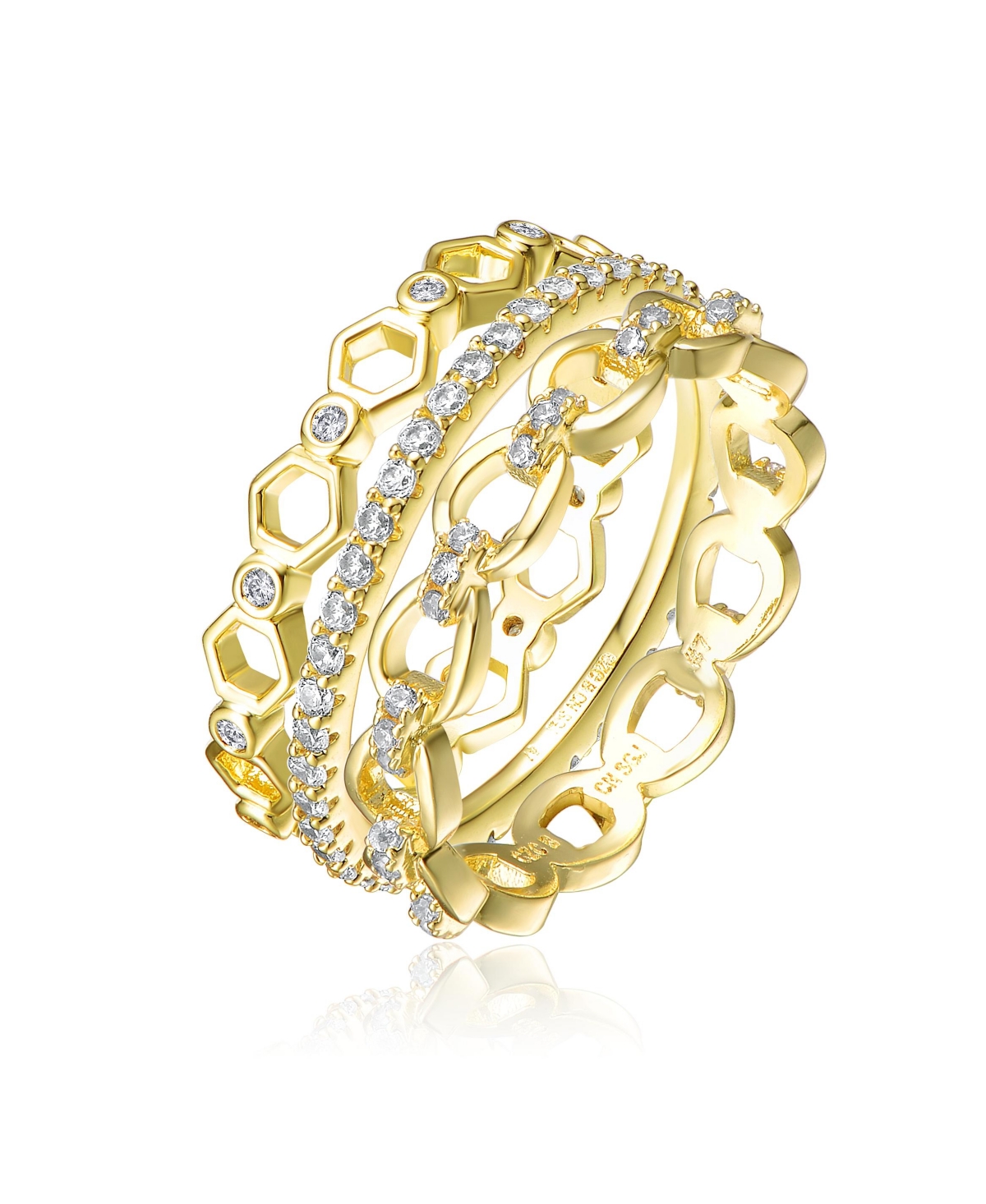 Click here for Ra 14K Gold Plated Clear Cubic Zirconia Wide Band... prices