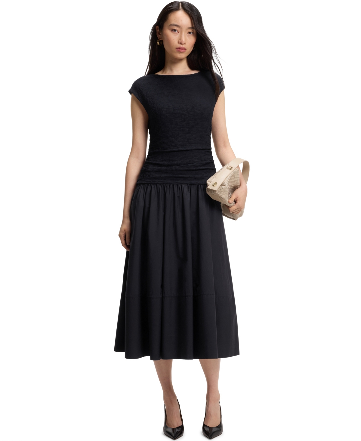 Click here for Boss by Hugo Boss Womens Structured-Jersey Slim-Fi... prices