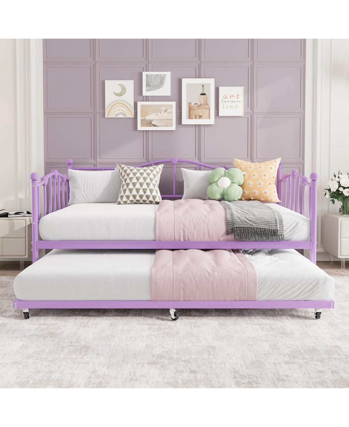 Click here for gaomon Twin Metal Daybed with Trundle  Heart Desig... prices
