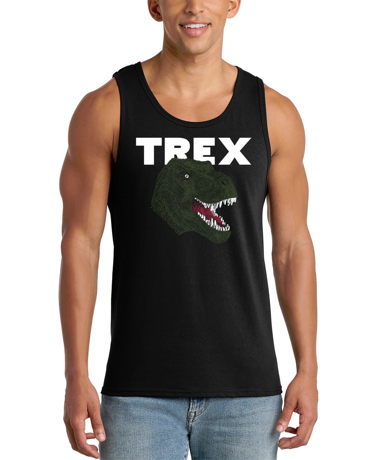Click here for La Pop Art Mens T-Rex Dinosaur Graphic Tank Top -... prices
