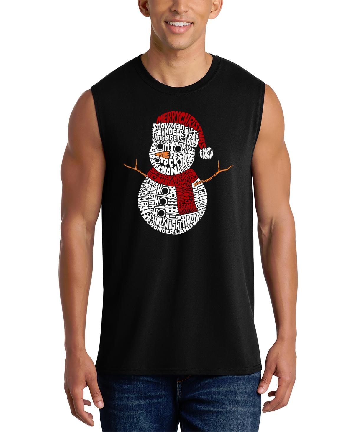 Click here for La Pop Art Mens Snowman Christmas Word Art Graphic... prices