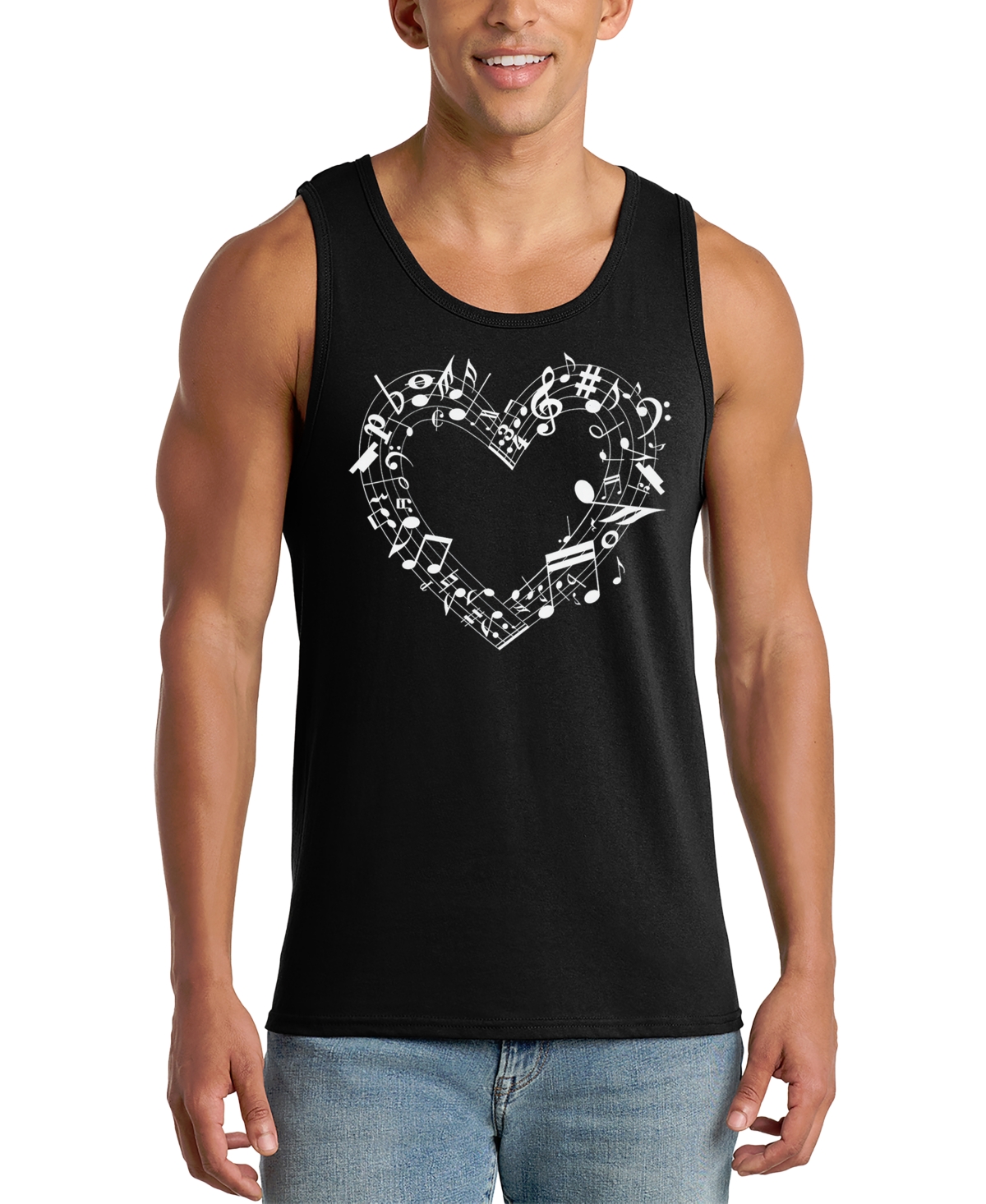 Click here for La Pop Art Mens Music Notes Heart Word Art Tank To... prices