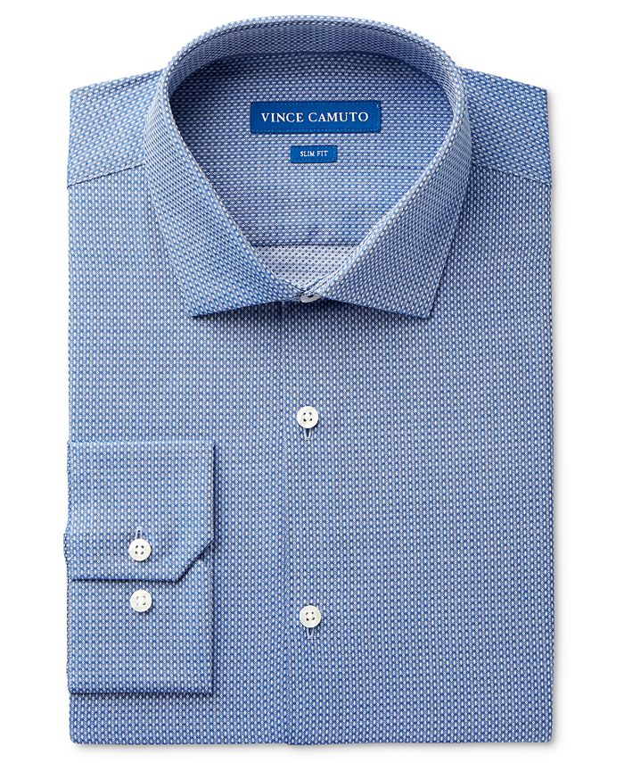 Vince Camuto Men's Slim-Fit Blue Diamond Dobby Dress Shirt - Macy's