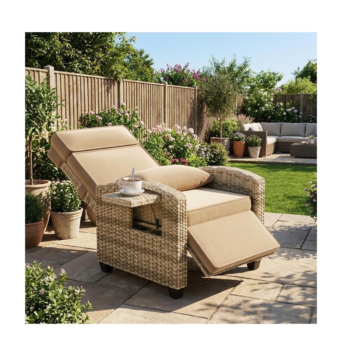 Click here for gaomon Outdoor Wicker Gas Lift Chair with Cushion... prices