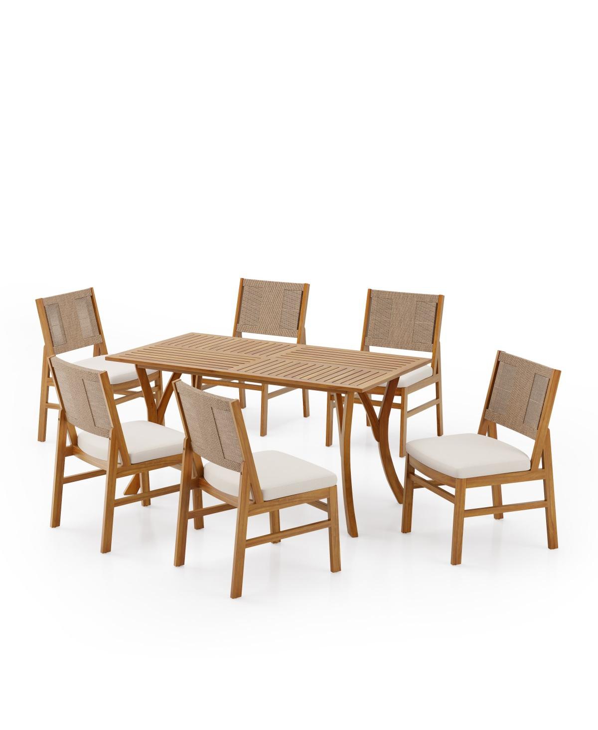 Click here for Asagikoiai Outdoor 7-Piece Acacia Wood Dining Set... prices