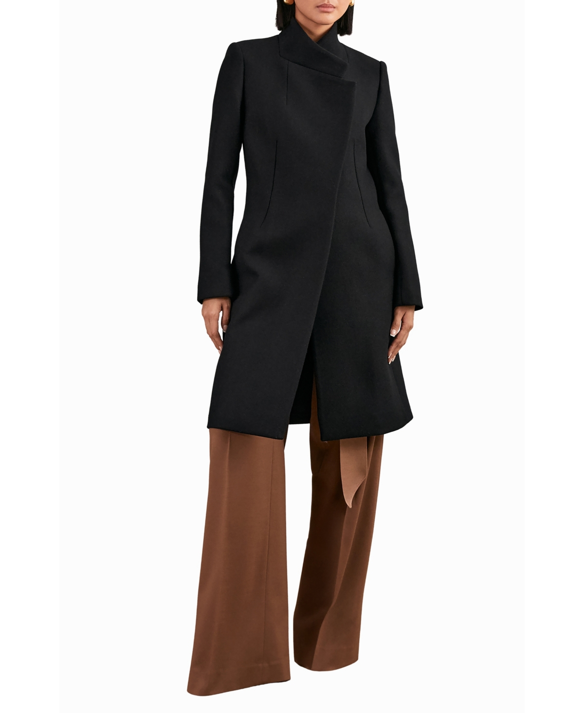Click here for Reiss Womens Wool-Blend Wrapover Mid-Length Coat -... prices