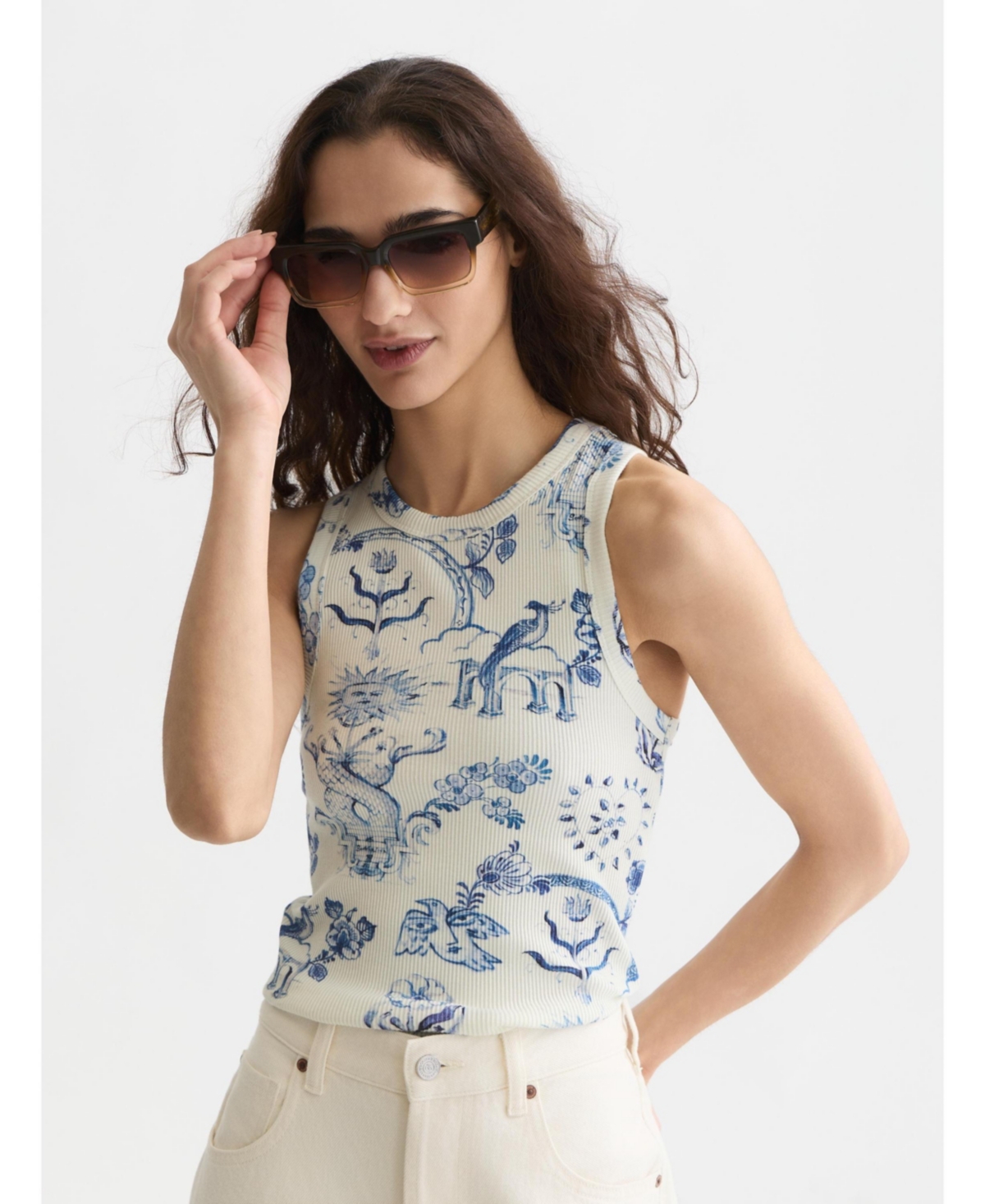 Click here for Scotch & Soda Womens Printed Rib Racer Tank Top an... prices