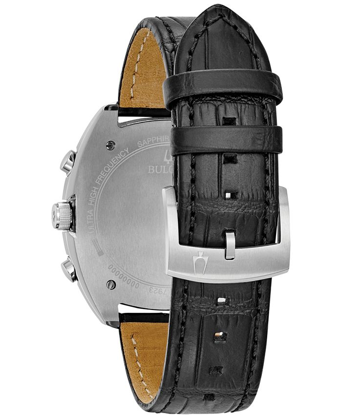 Bulova Men's Chronograph Curv Black Leather Strap Watch 43mm 98A155 ...