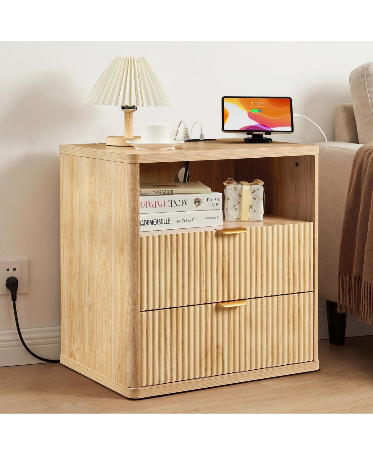Click here for homfan Bedside Table with Charging Station  Usb Po... prices