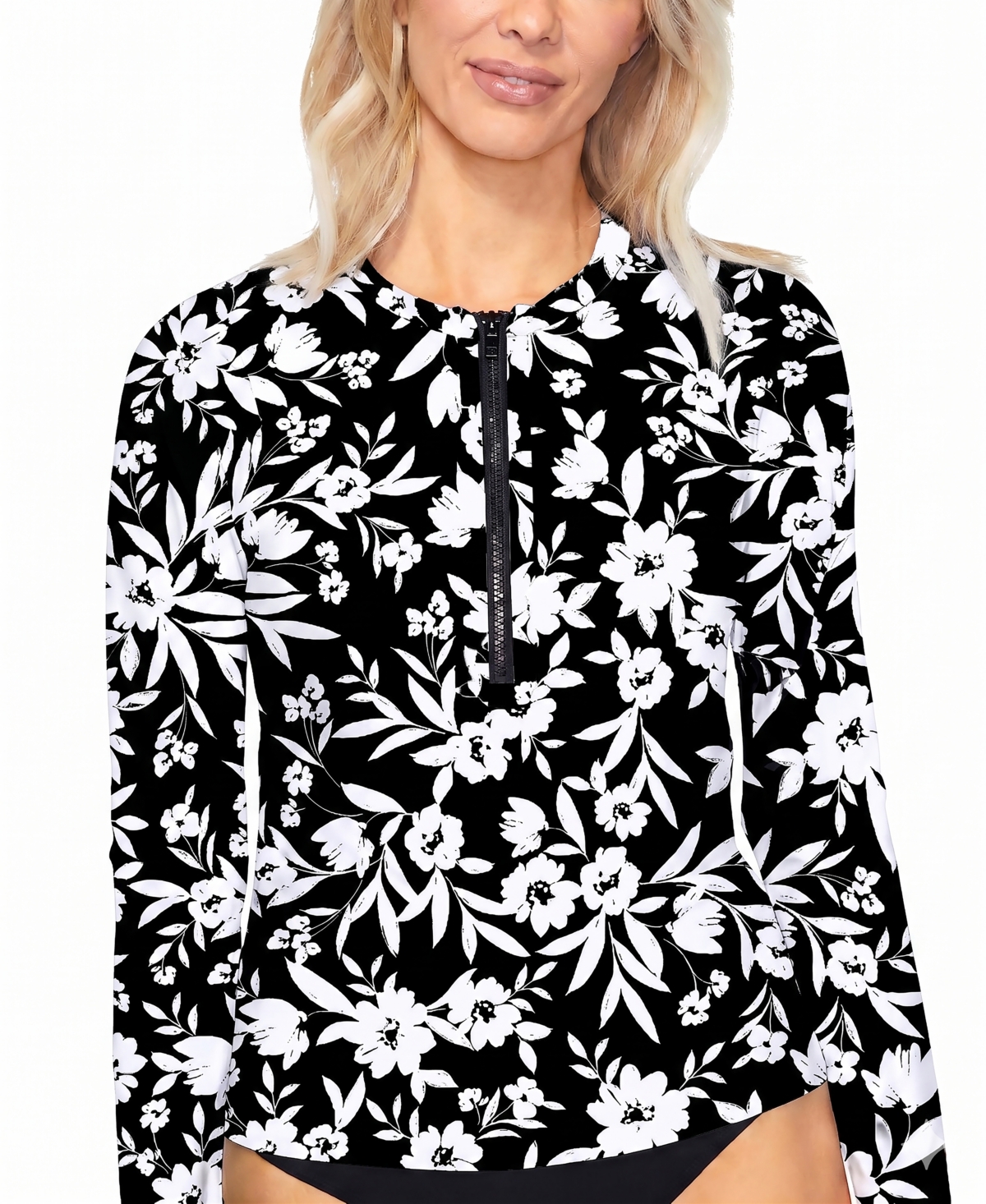 Click here for Island Escape Womens Half-Zip Rash Guard - Black W... prices