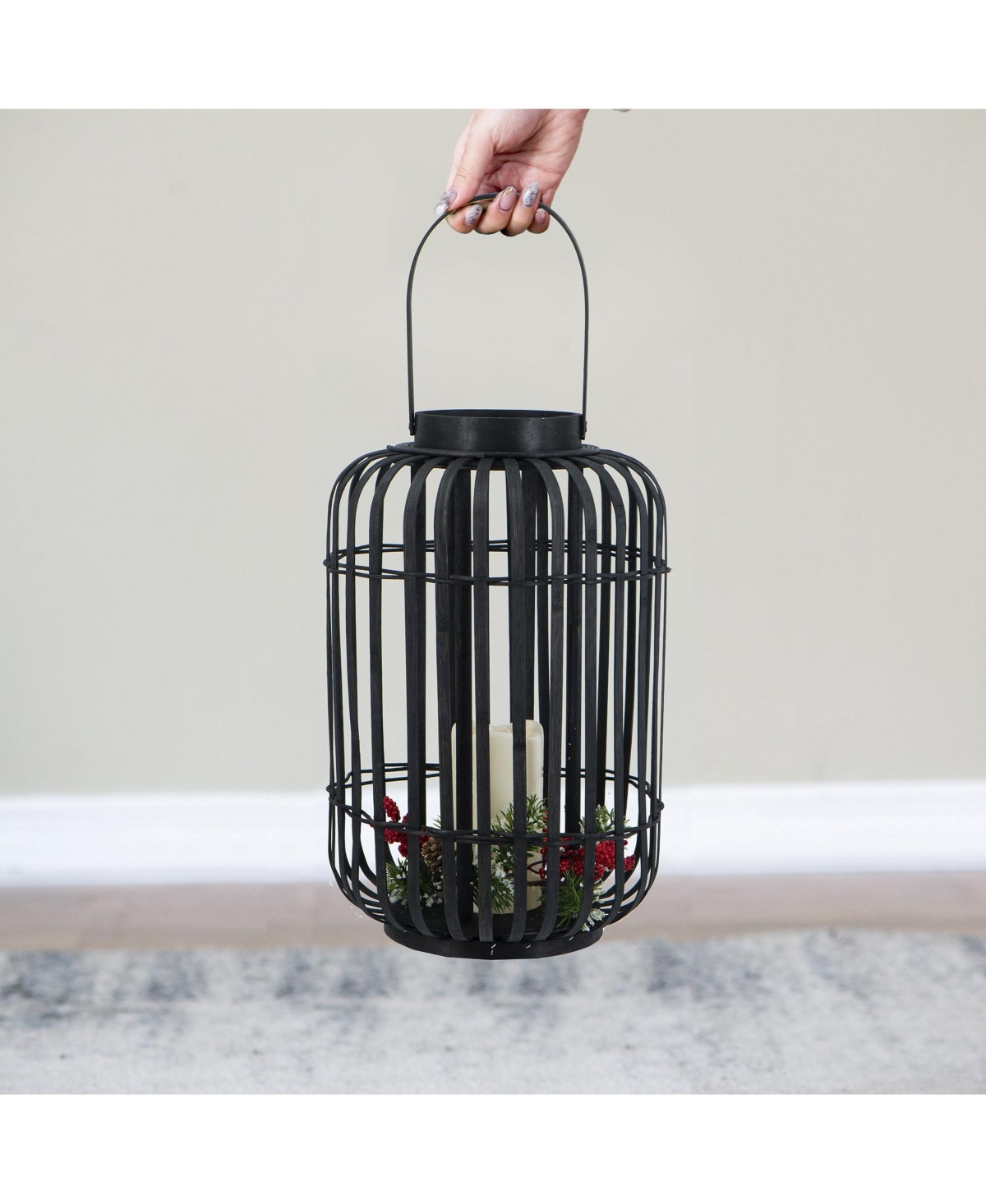 Click here for Clihome 10.2x10.2x16.3 Bamboo Lantern with Led Can... prices
