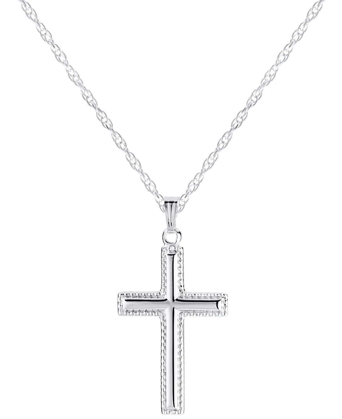 Click here for Macys Beaded Edge Cross Pendant Necklace in Sterli... prices