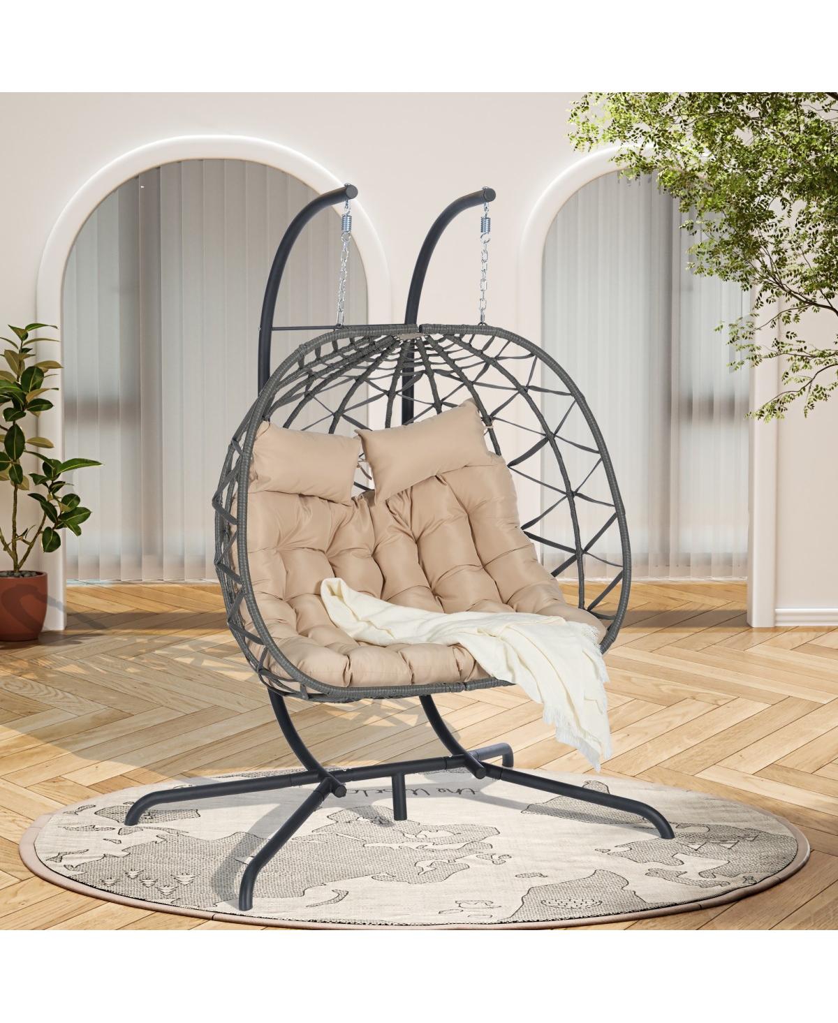 Click here for Asagikoiai Outdoor Double Egg Chair with Stand and... prices