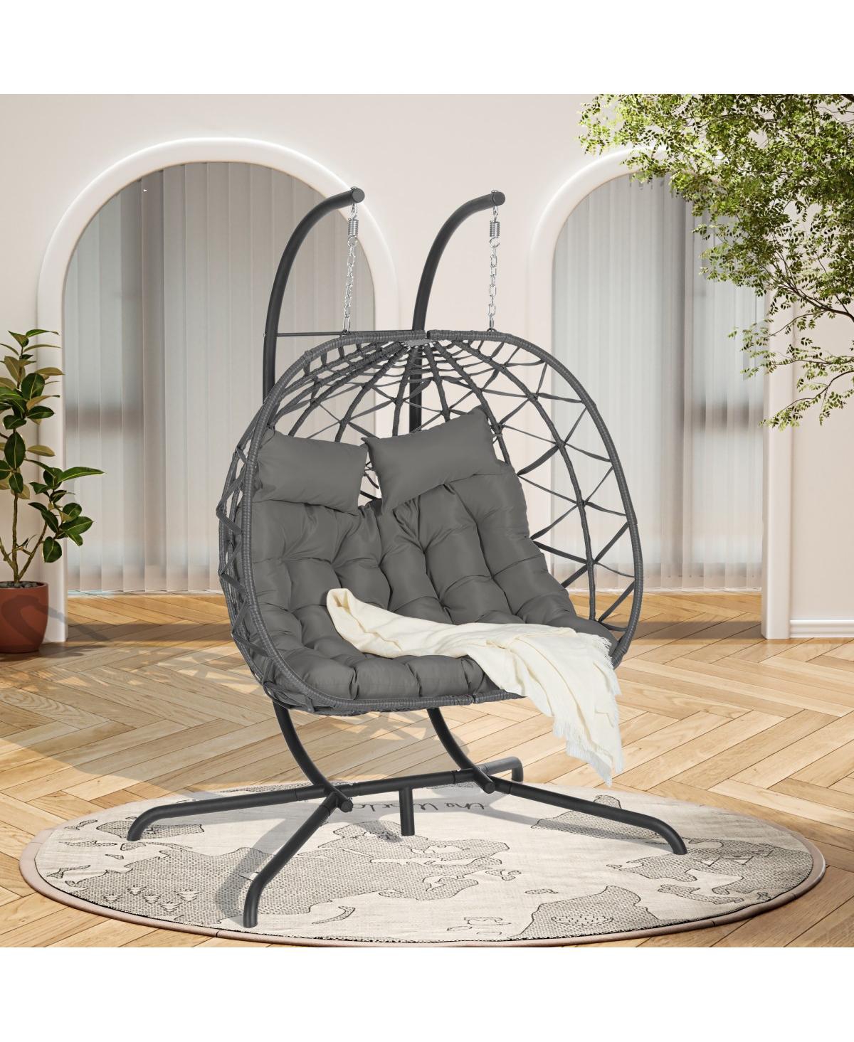 Click here for Asagikoiai Outdoor Double Egg Chair with Stand and... prices