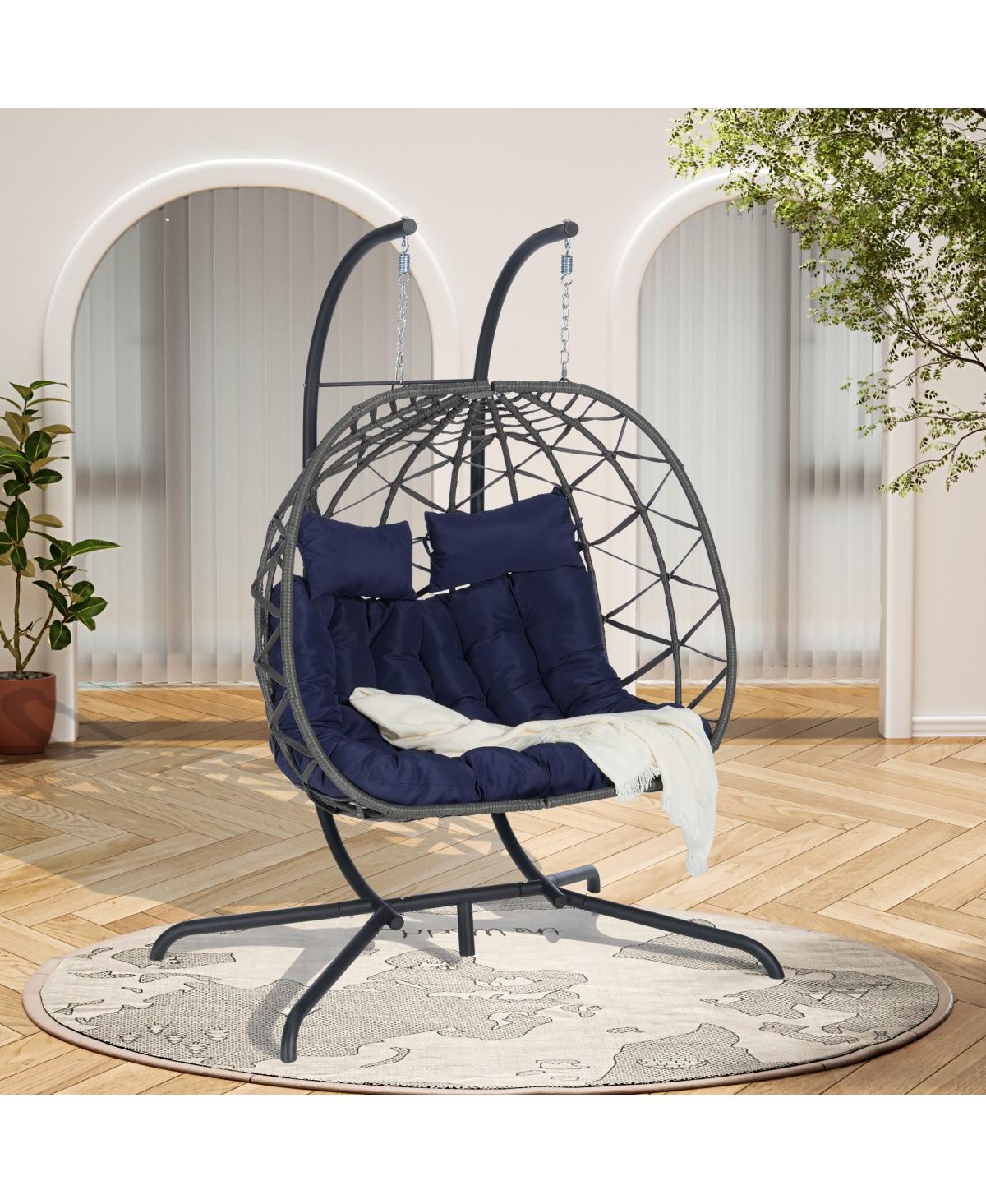 Click here for Asagikoiai Outdoor Double Egg Chair with Stand and... prices