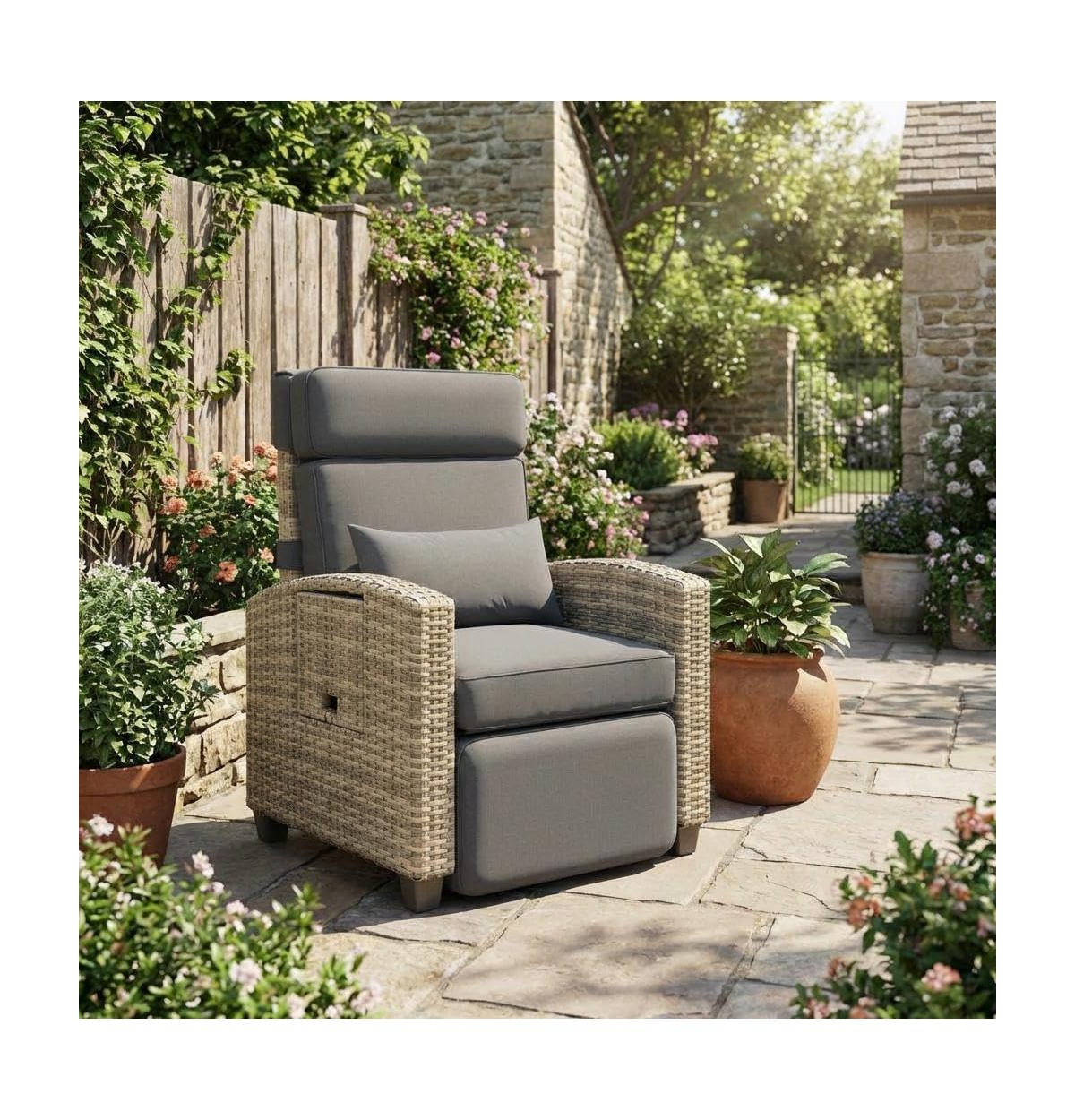 Click here for gaomon Outdoor Wicker Gas Lift Chair with Cushion... prices