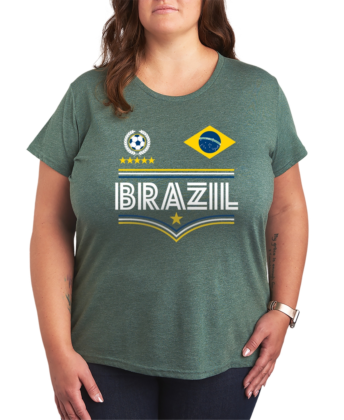Click here for Hybrid Apparel Plus Size Brazil Soccer Jersey Grap... prices
