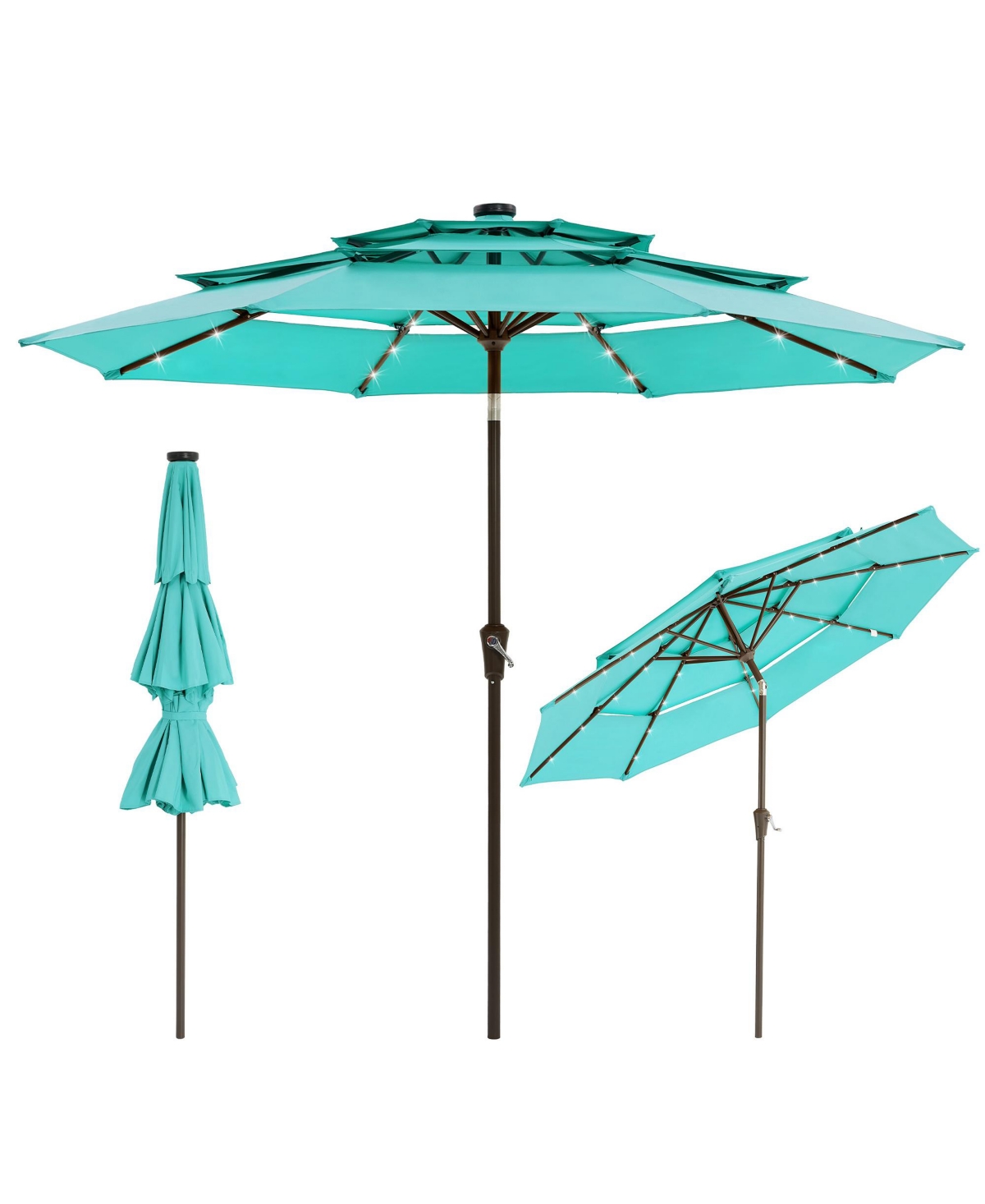 Click here for homfan 9ft Patio Umbrella with 24 Led Lights  Vent... prices
