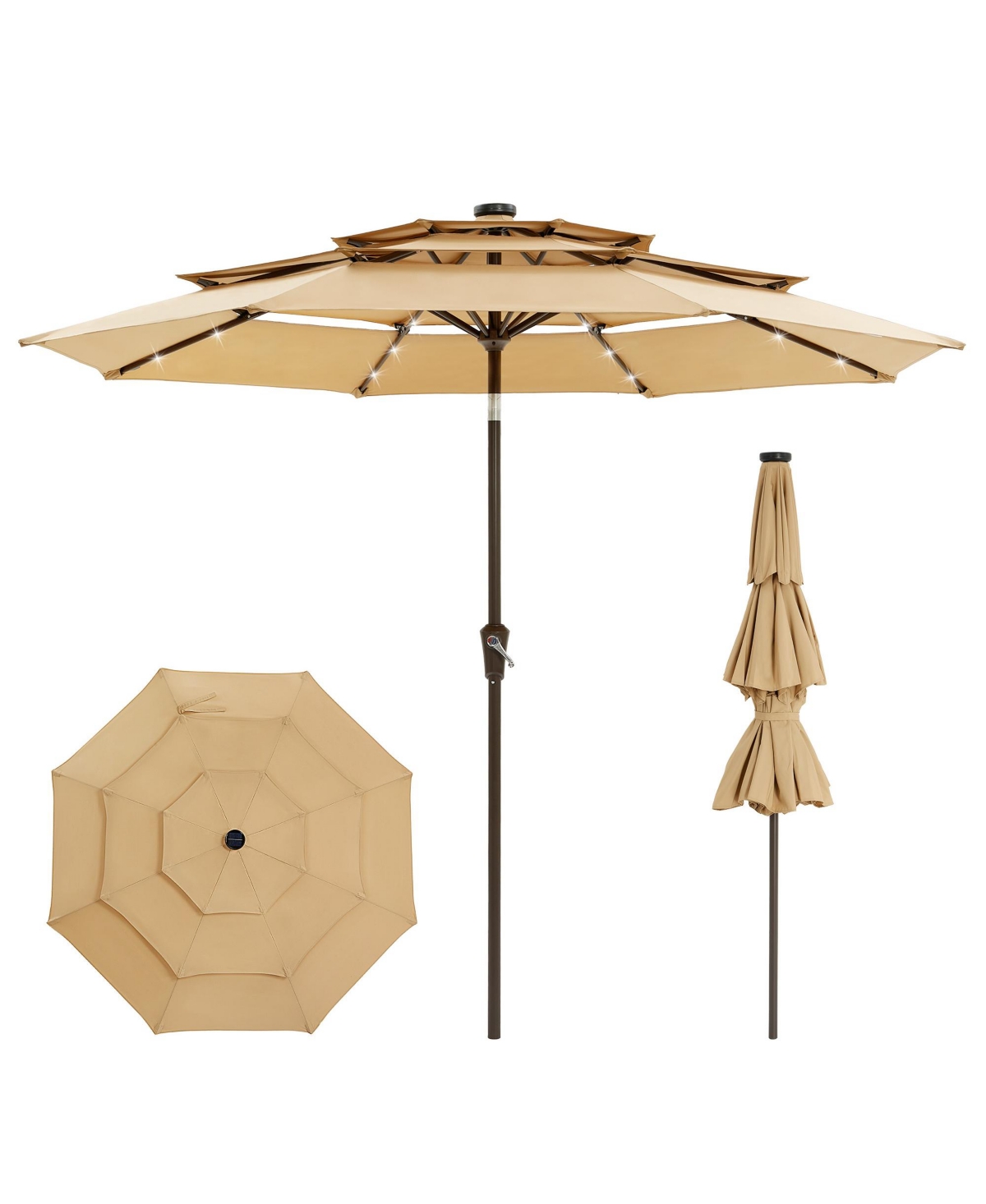 Click here for homfan 9ft Patio Umbrella with 24 Led Lights  Vent... prices