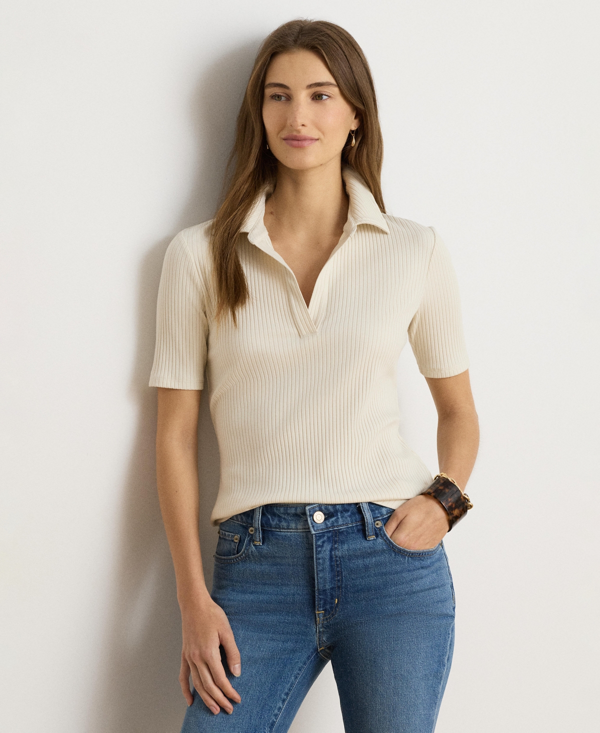 Click here for Lauren Ralph Lauren Womens Johnny Collar Polo T-Sh... prices