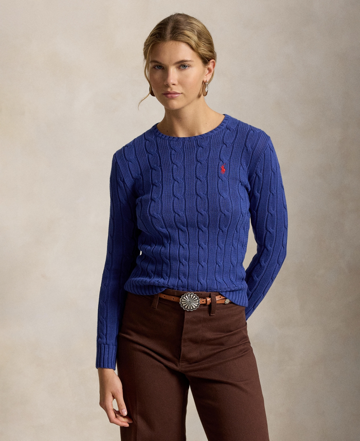 Click here for Polo Ralph Lauren Womens Cable-Knit Cotton Crewnec... prices