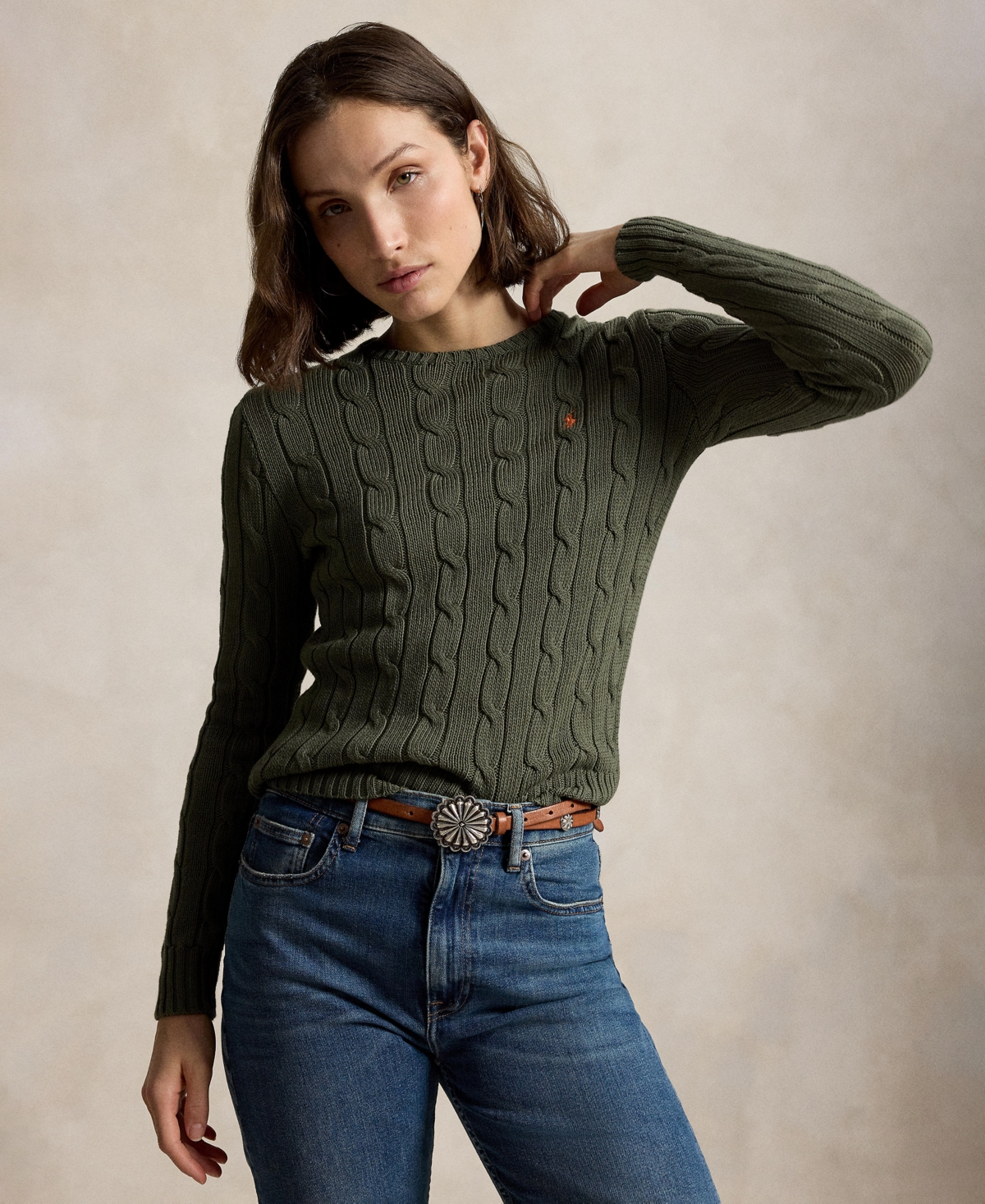 Click here for Polo Ralph Lauren Womens Cable-Knit Cotton Crewnec... prices