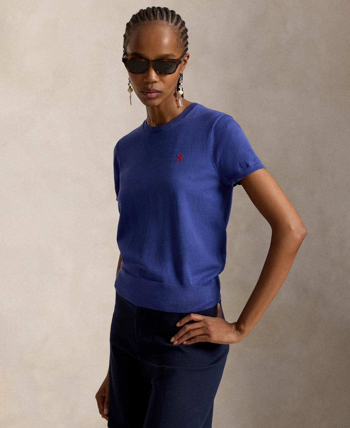 Click here for Polo Ralph Lauren Womens Short-Sleeve Crewneck Swe... prices