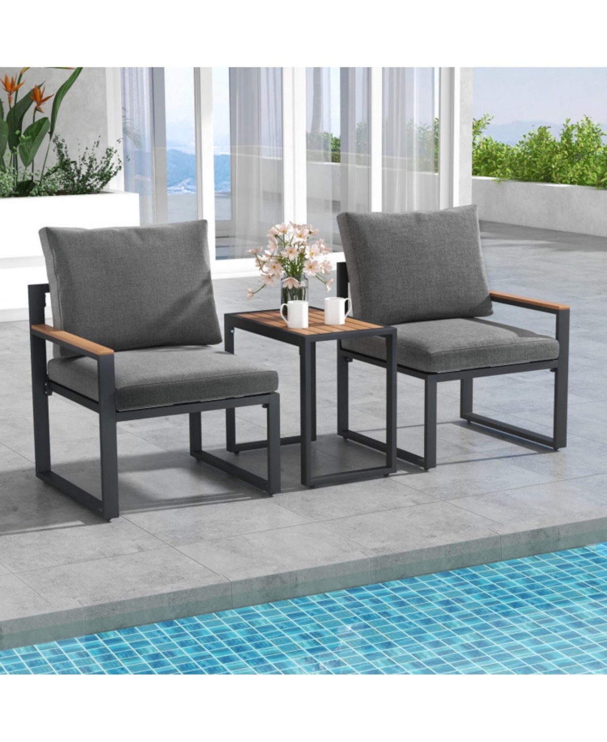 Click here for Clihome 3 Pieces Aluminum Frame Weatherproof Outdo... prices