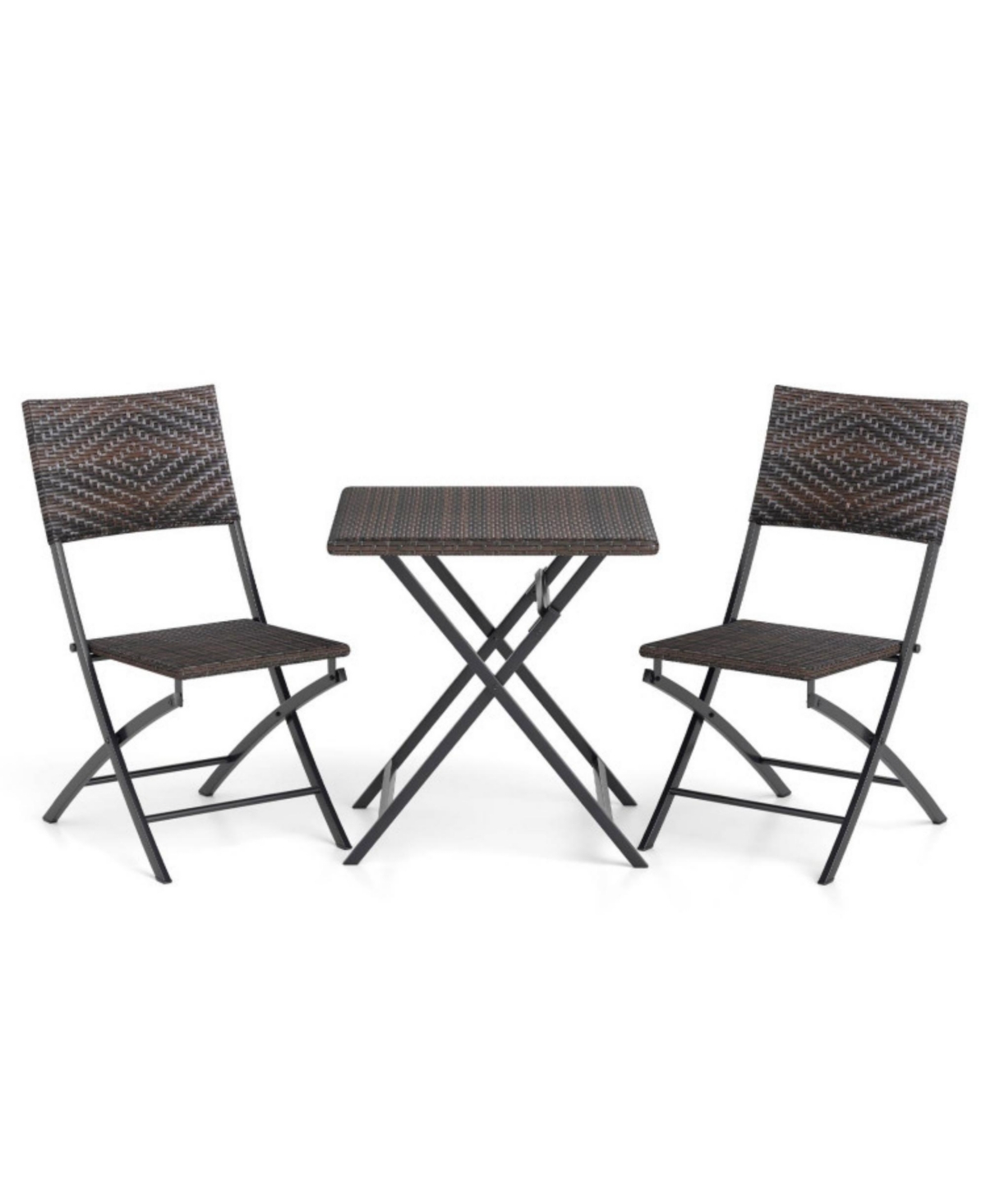 Click here for Clihome 3 Piece Rattan Bistro Set Outdoor Folding... prices