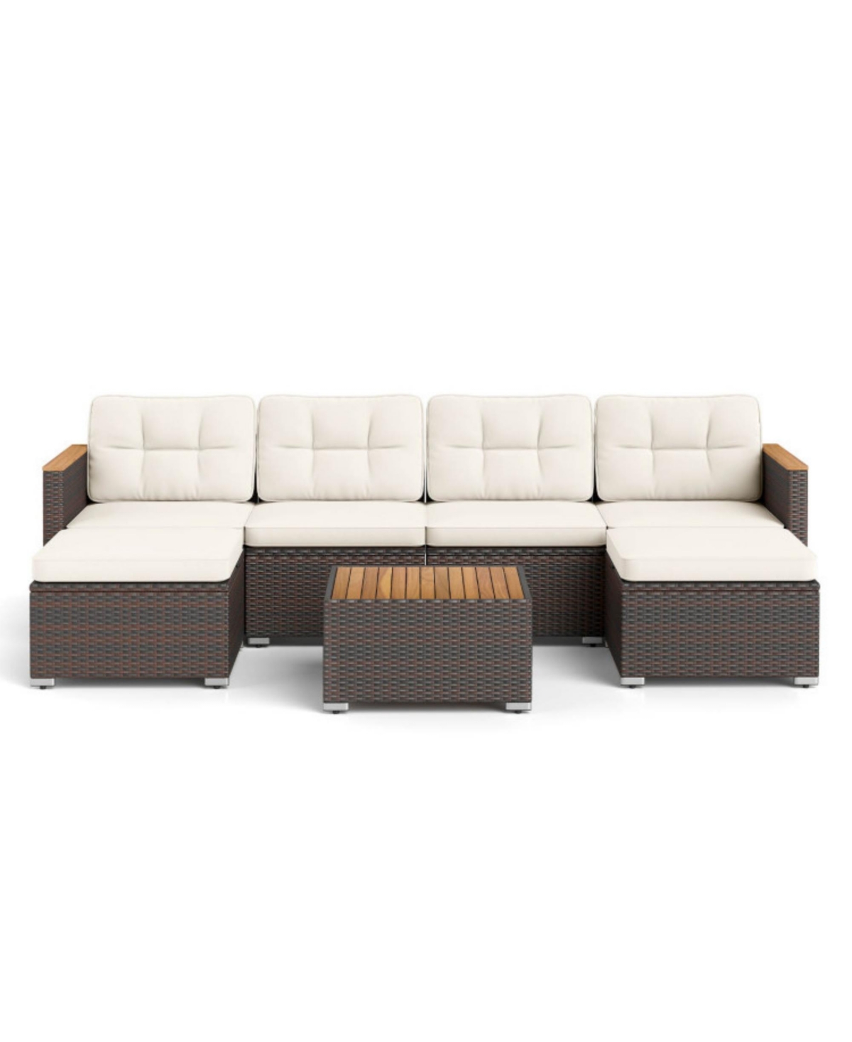 Click here for Clihome 7 Pieces Wicker Conversation Set with Wood... prices