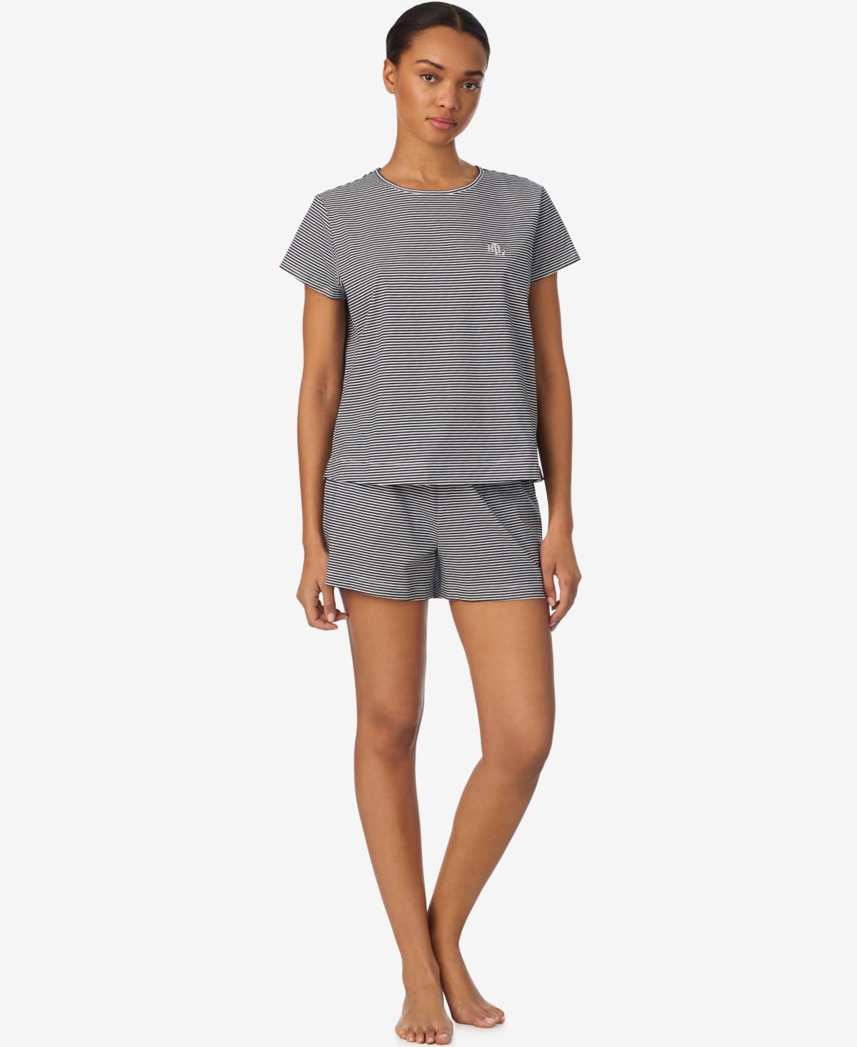 Lauren Ralph Lauren Womens 2-Piece Cotton Tee and Boxer Set - Navy