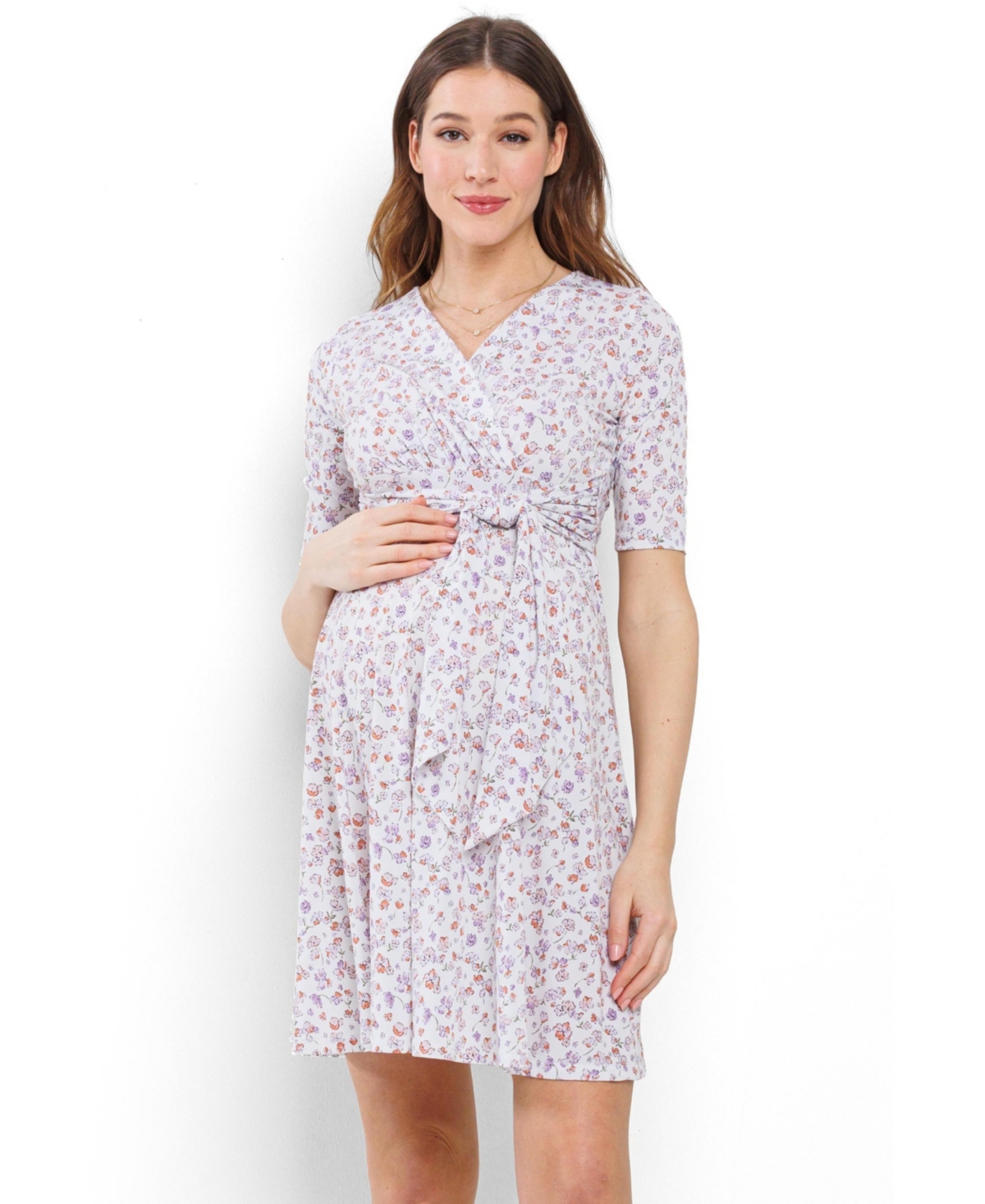 Click here for Hello Miz Maternity Floral Wrap Nursing Dress with... prices