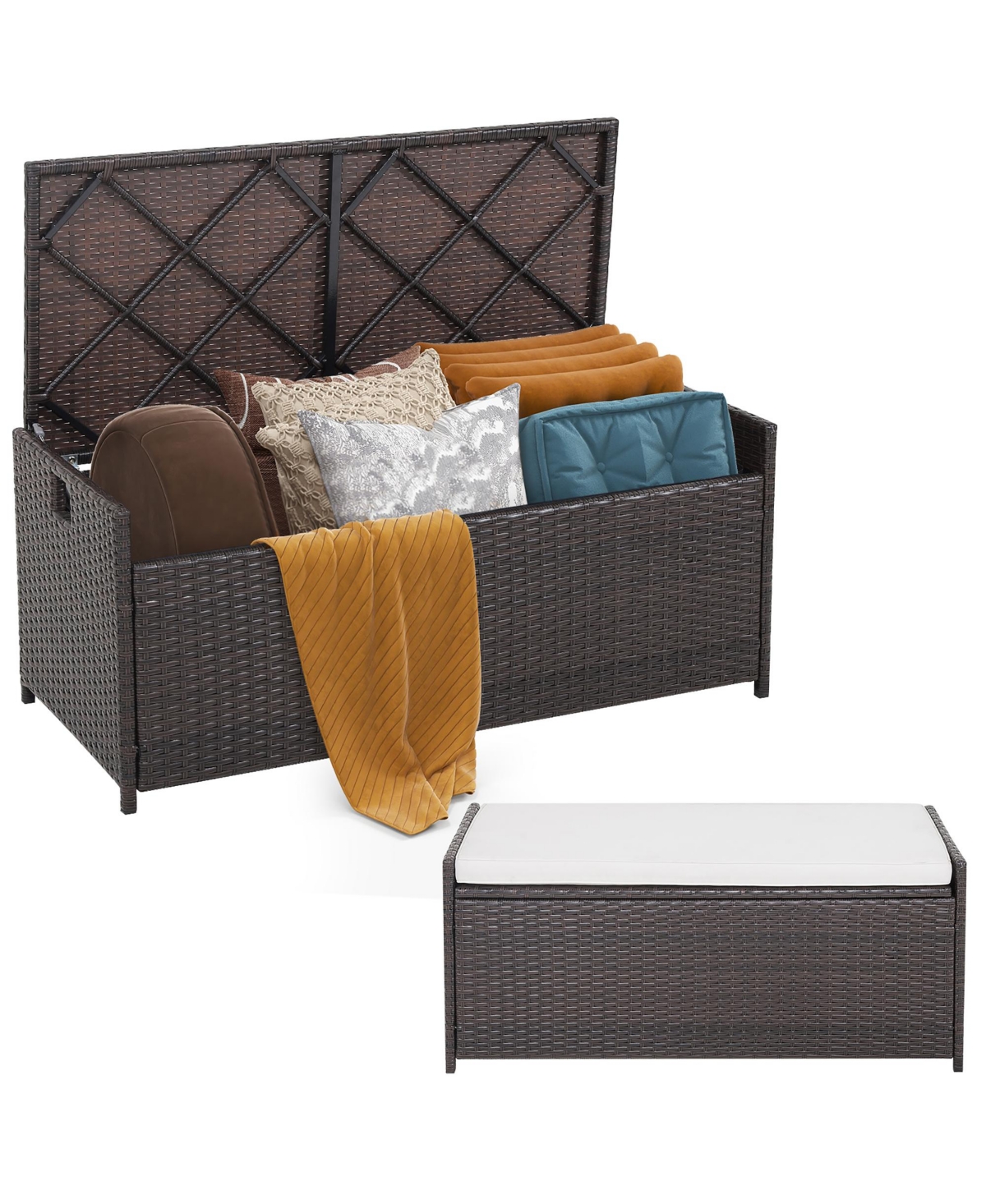 Click here for Gymax 34 Gallon Outdoor Storage Patio Bench Patio... prices