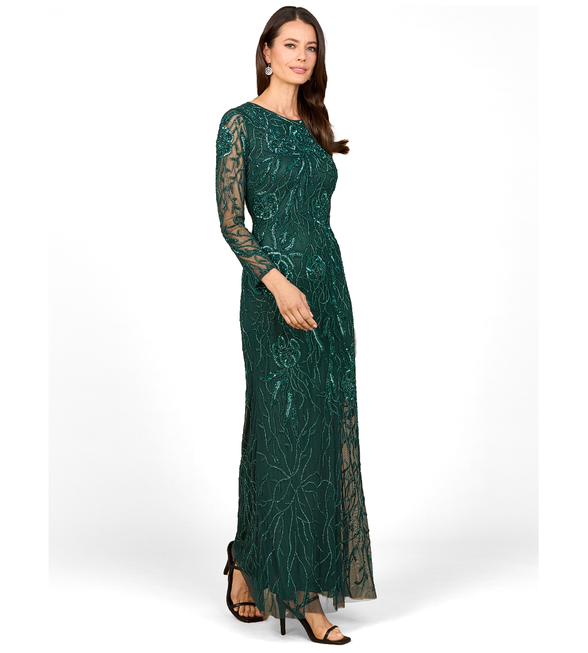 Click here for Lara Womens High Neck  Long Sleeve Beaded Gown - T... prices