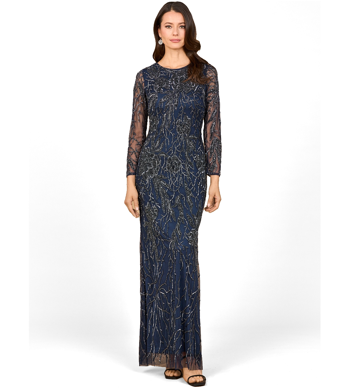 Click here for Lara Womens High Neck  Long Sleeve Beaded Gown - N... prices