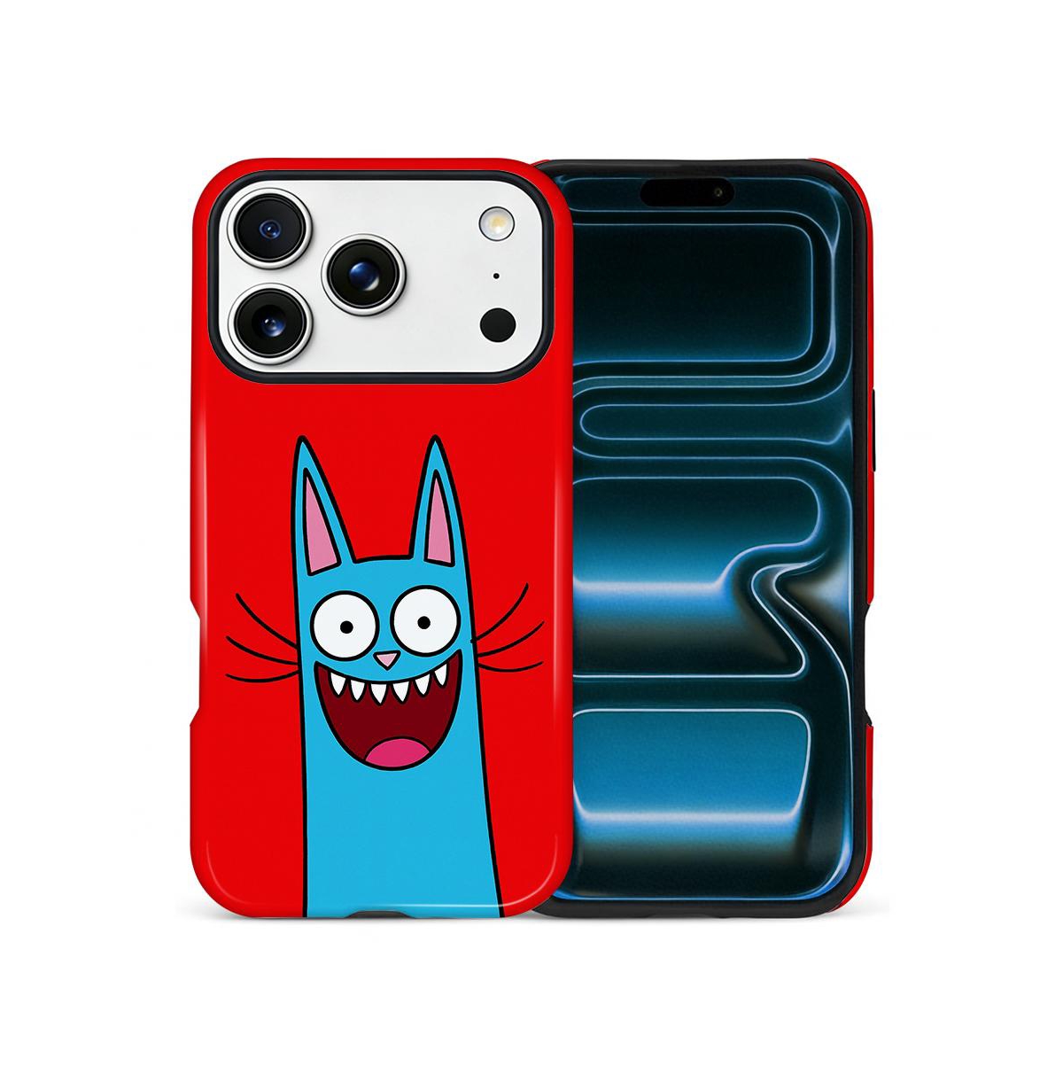 Gonez Case for iPhone 17 Pro Max  2-in-1 Dual-Layer Shockproof Protection  Funny Cat Art Glossy Case - Laughing cat