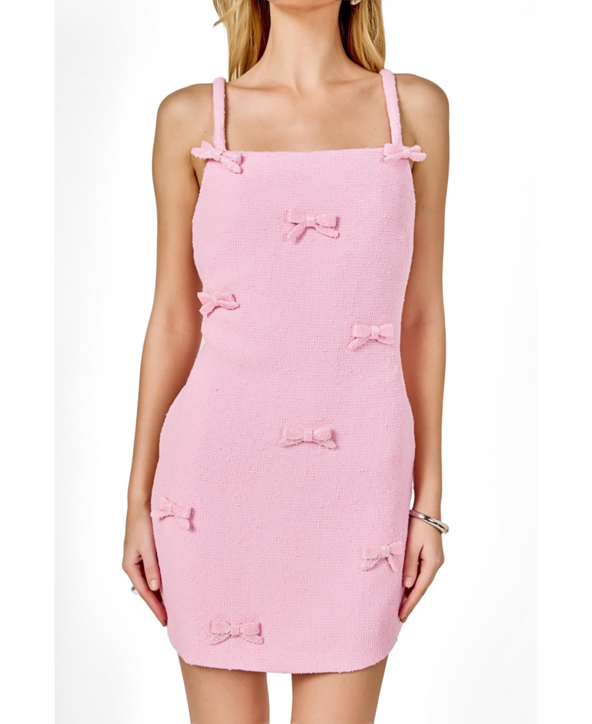 Click here for endless rose Womens Bow Embellished Mini Dress - P... prices