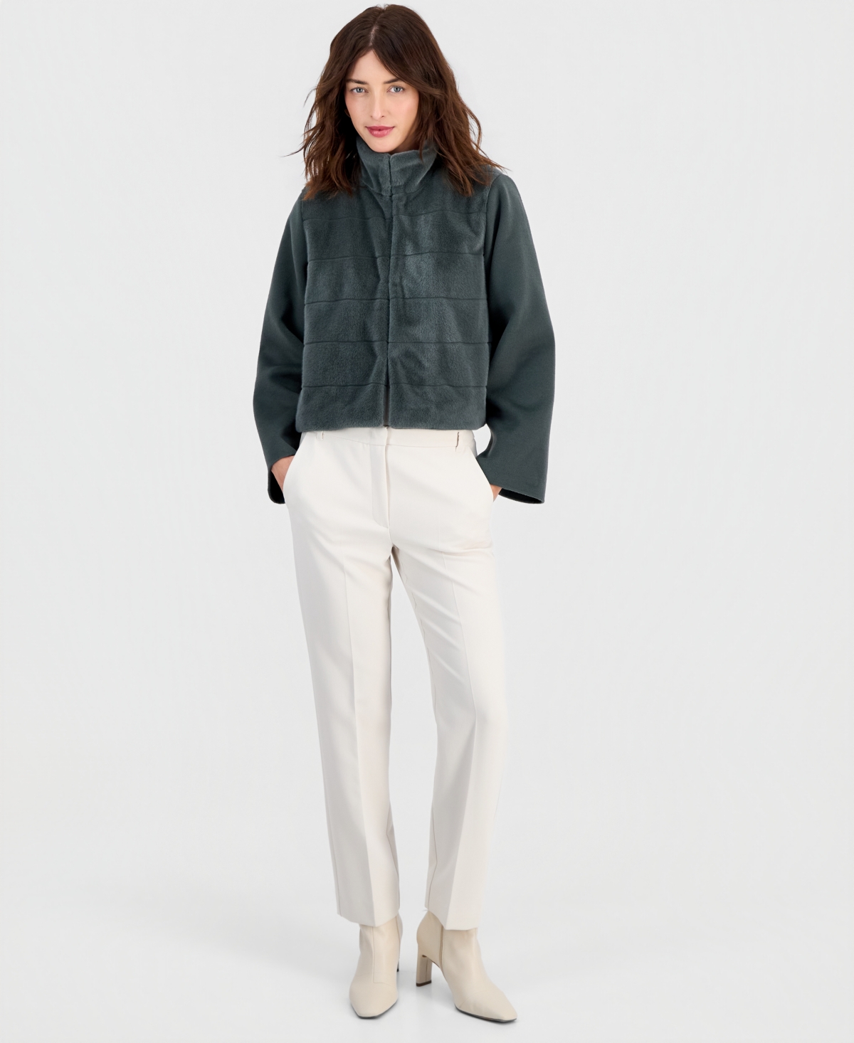 Click here for Emme Marella Womens Emmbalia Cropped Faux-Fur Jack... prices