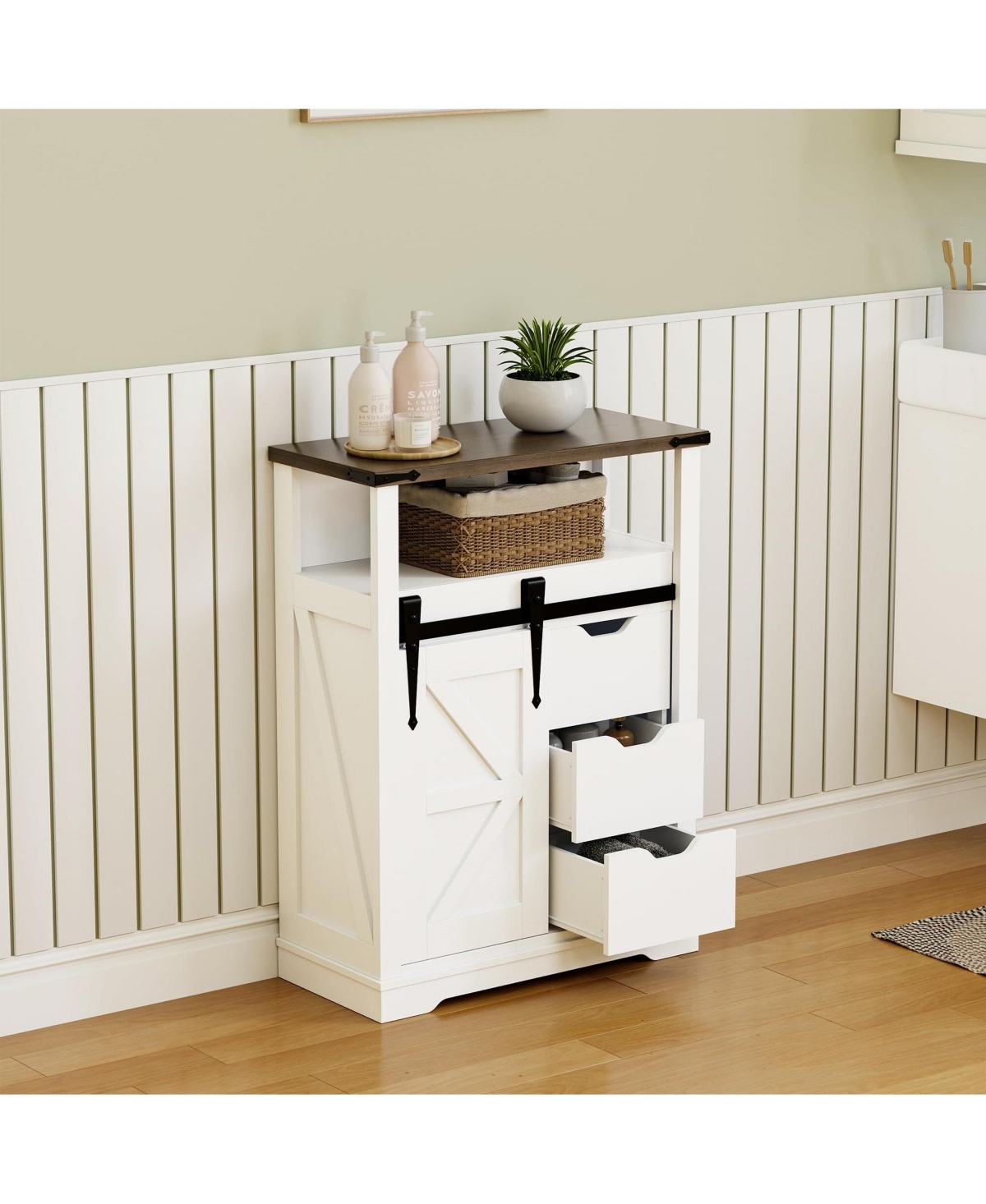 Click here for gaomon Bathroom Floor Cabinet with Sliding Barn Do... prices