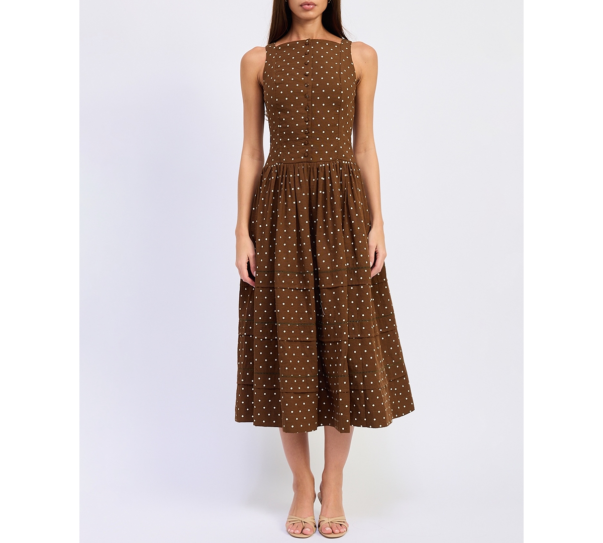 Click here for En Saison Womens Stella Polka Dot Sleeveless Midi... prices