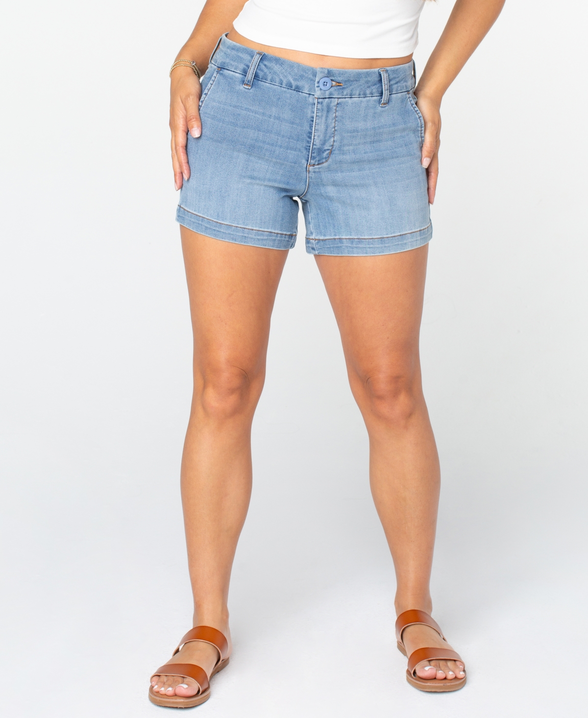 Click here for Celebrity Pink Womens Denim Trouser Shorts - Zarce... prices