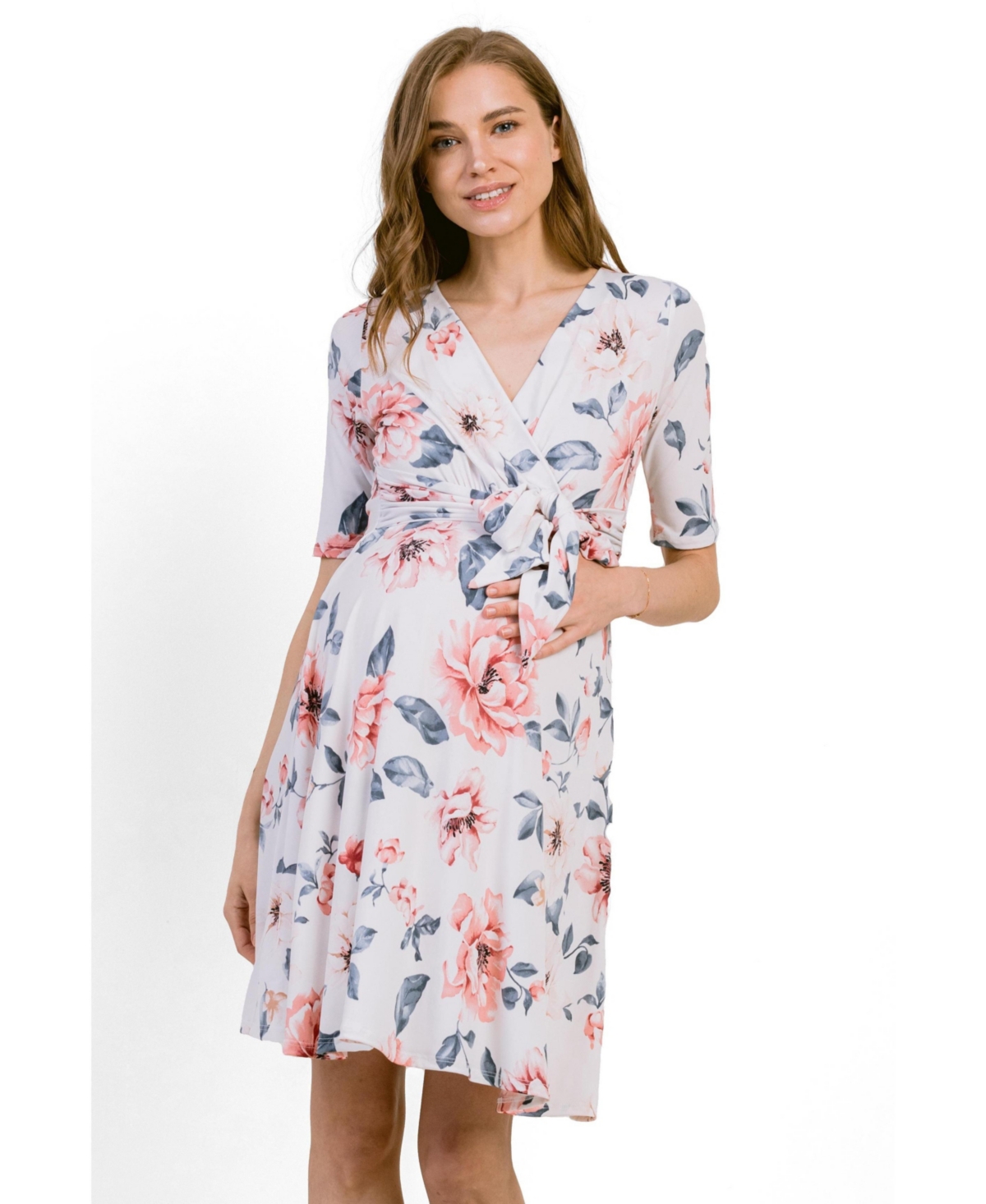 Click here for Hello Miz Maternity Floral Short Sleeve Nursing Wr... prices