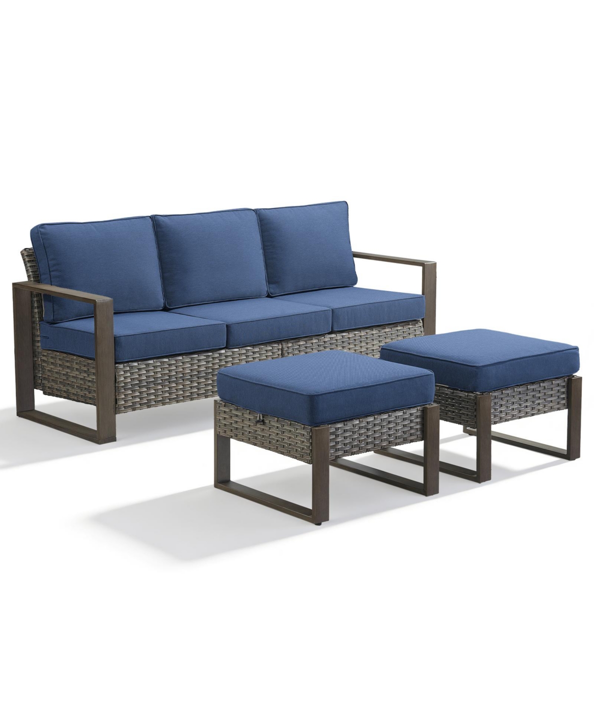 Click here for Pocassy 3 Pieces Patio Sofa with Ottomans  All-Wea... prices